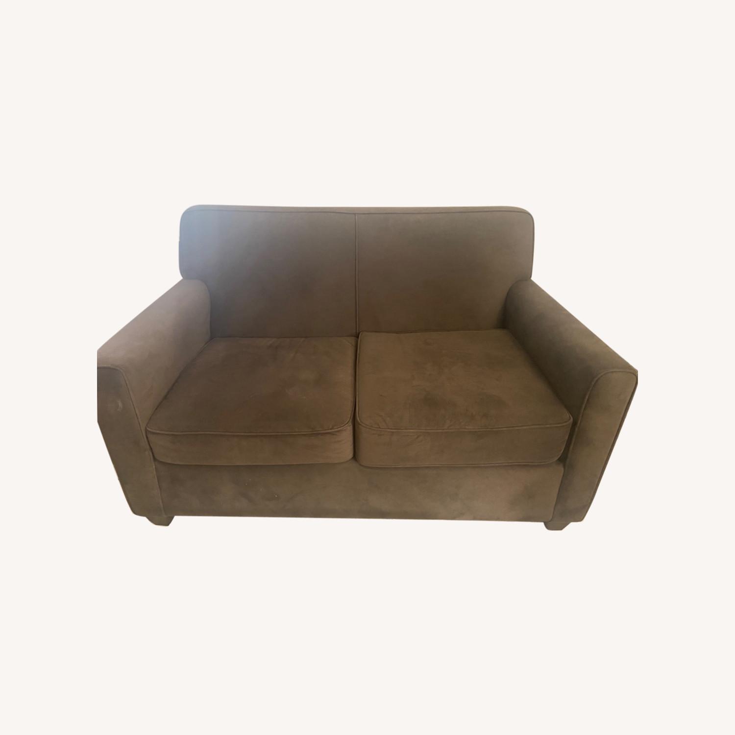 Dark Brown Microfiber Sleeper Sofa and Loveseat - AptDeco