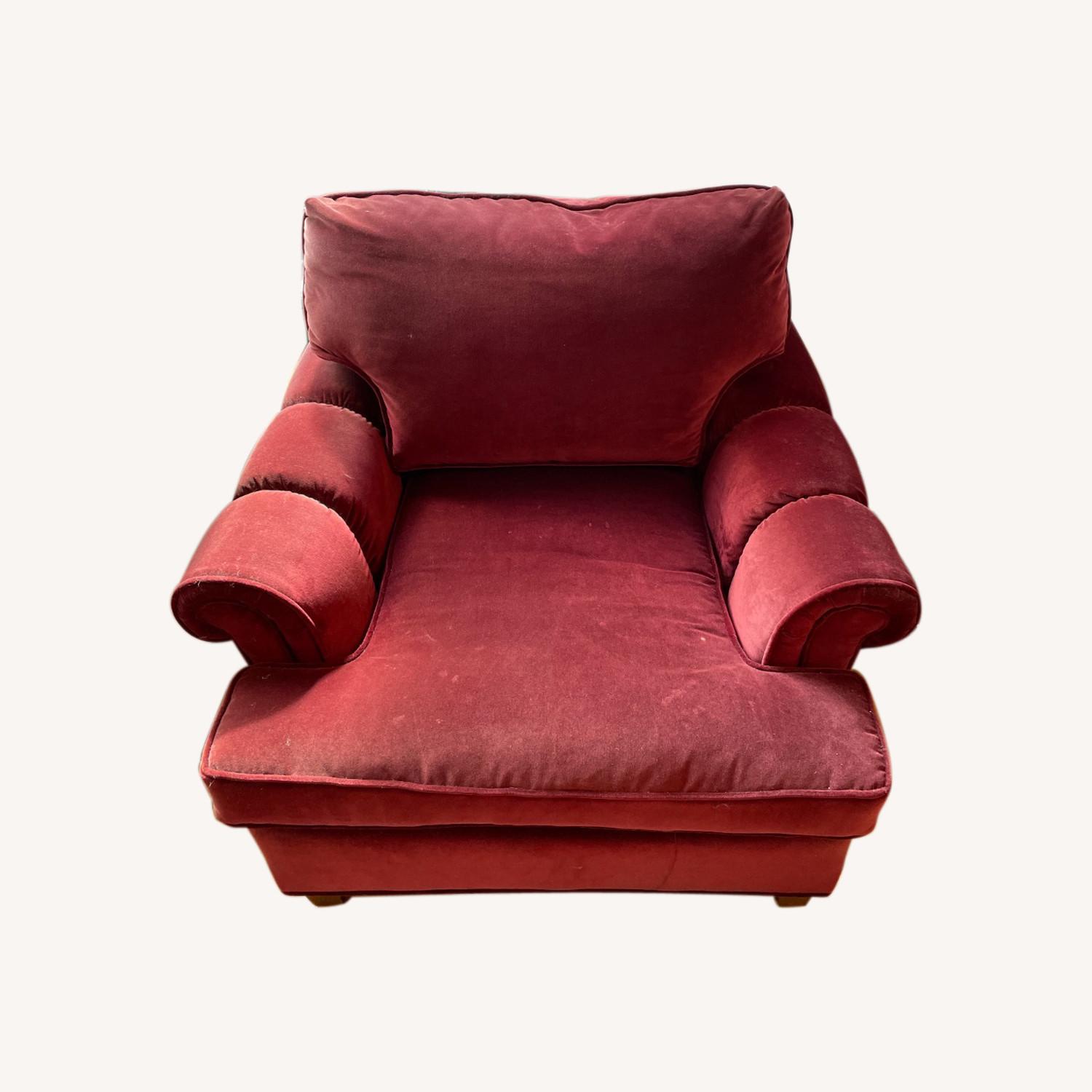 Maroon Velvet Armchair - AptDeco