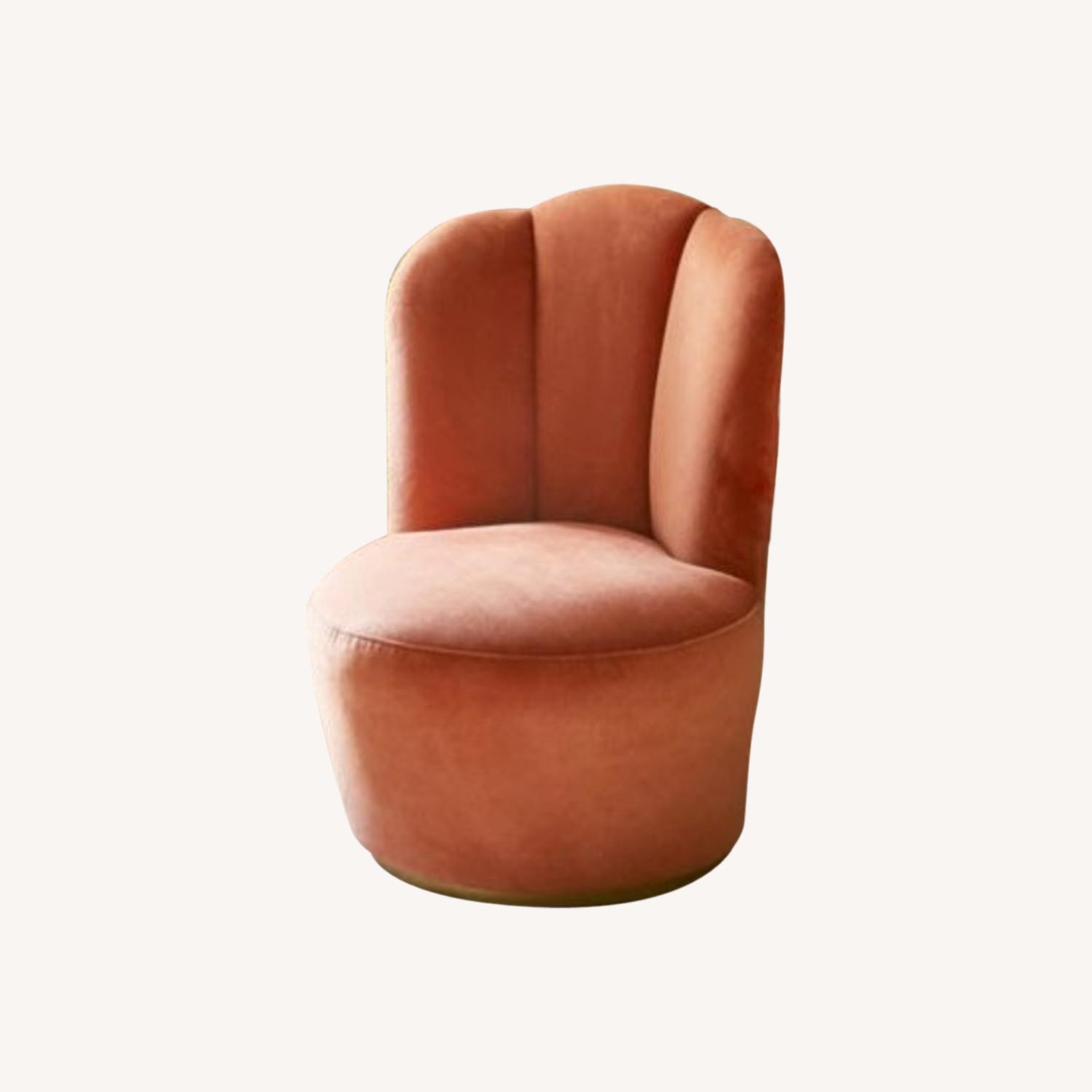 Peach Velvet Swivel Art Deco Chair - AptDeco