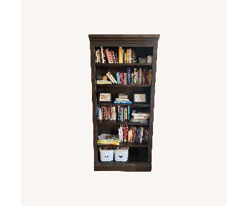 Dark Brown Wood 5-Shelf Bookcase - AptDeco