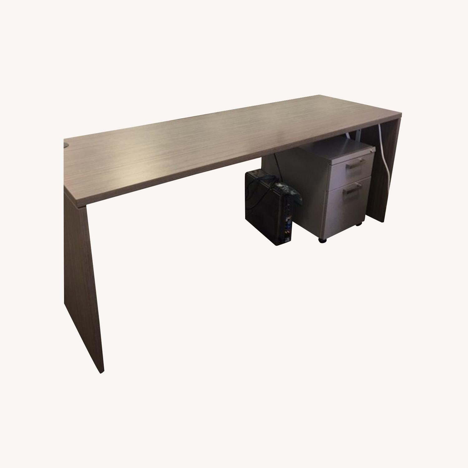 Priv Office Desks - Laminate Pattern Grey/Brown - AptDeco