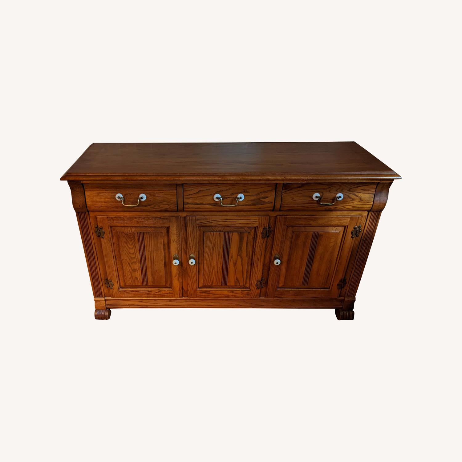 Vintage Oak Credenza Buffet Table - AptDeco