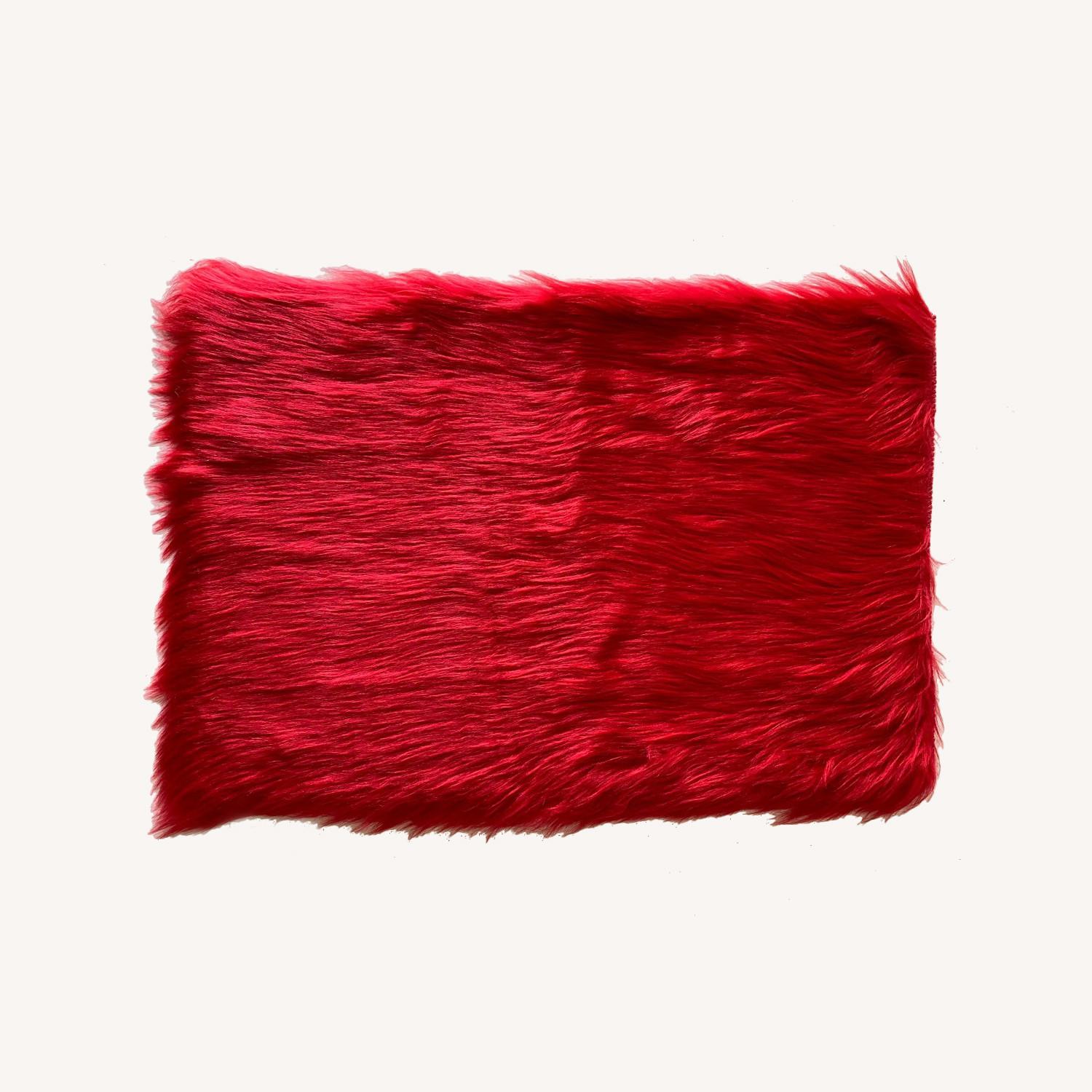 Faux Fur Red Throw Rug - AptDeco