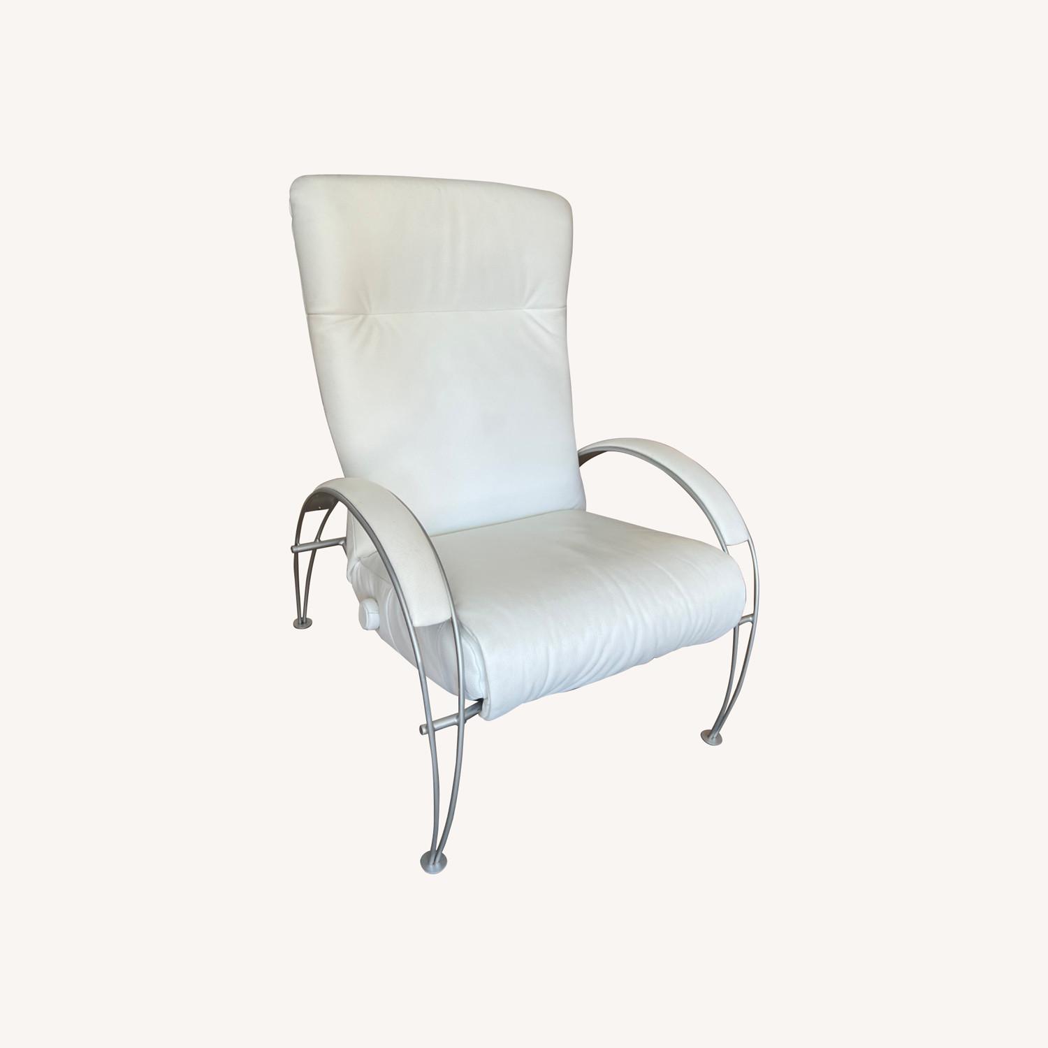 Lafer Recliner - White Leather - AptDeco