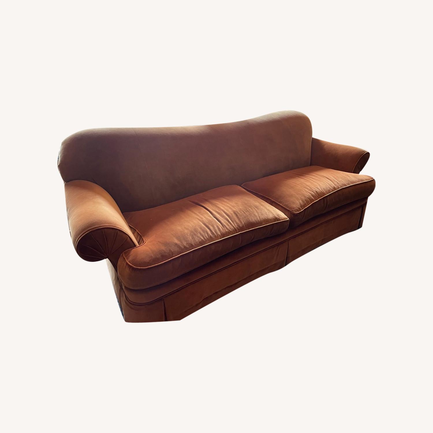 Ethan Allen Velvet Brown Couch - AptDeco