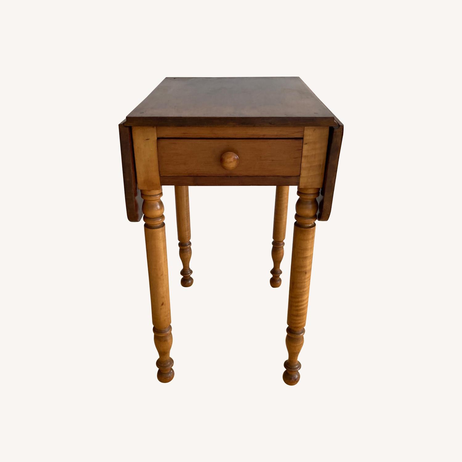 Antique Wood End Table with Drop Leaves - AptDeco