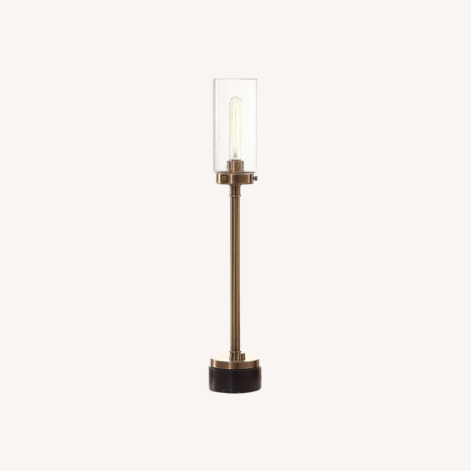 Modsy Uttermost Selane Glass Hurricane Lamp Brass - AptDeco
