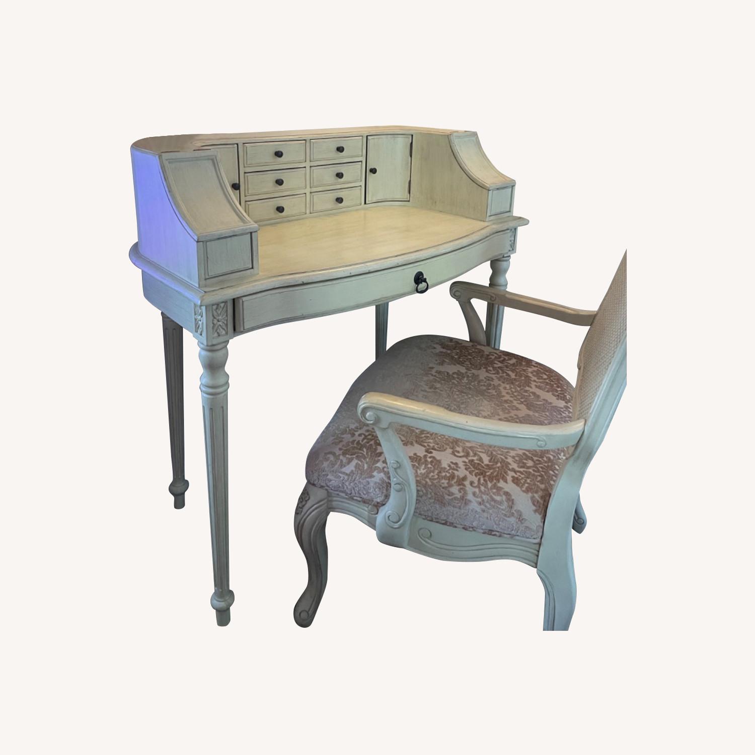 Pearlescent, Many-Drawered Writing Desk - AptDeco