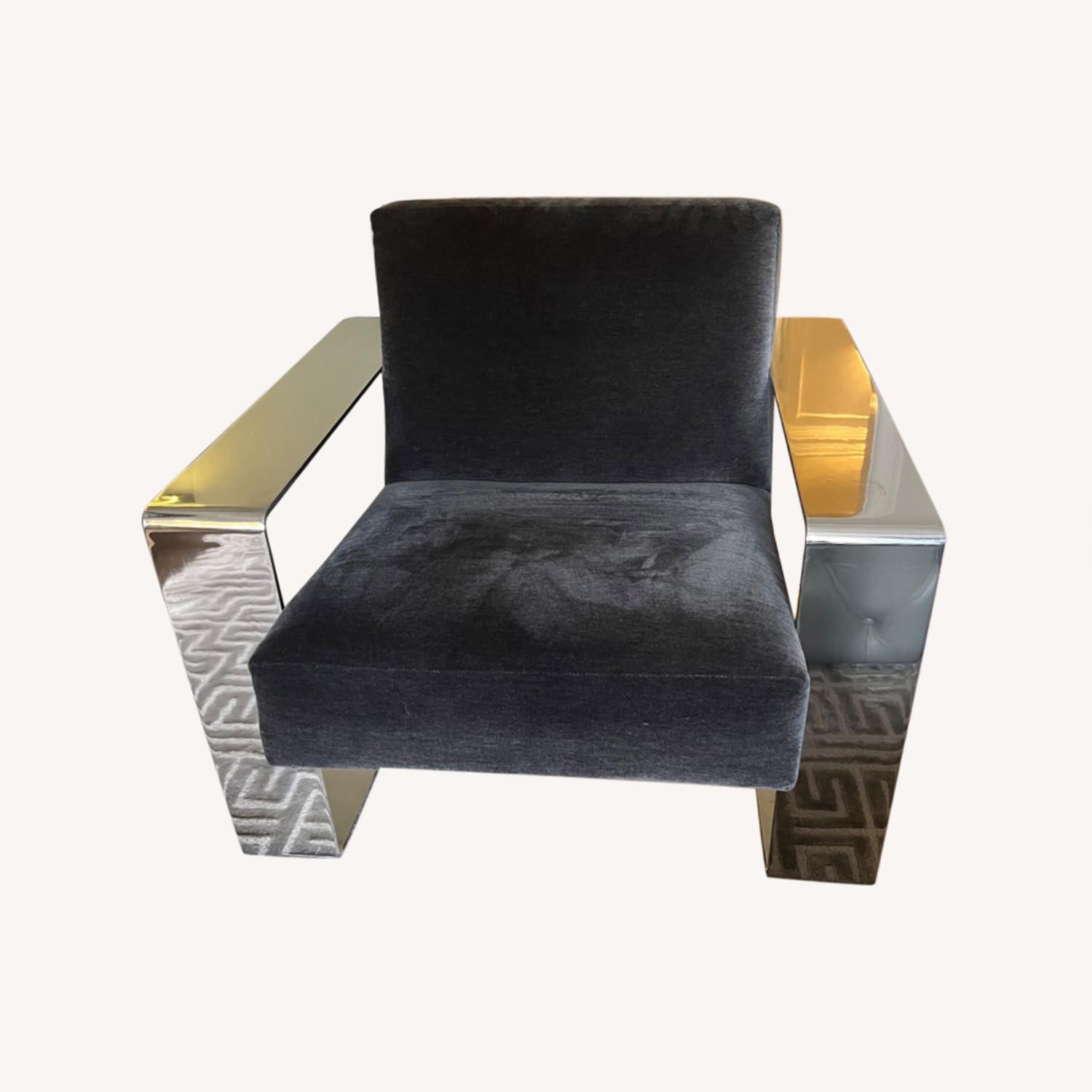 Bernhardt Velvet and Metal Armchair - AptDeco