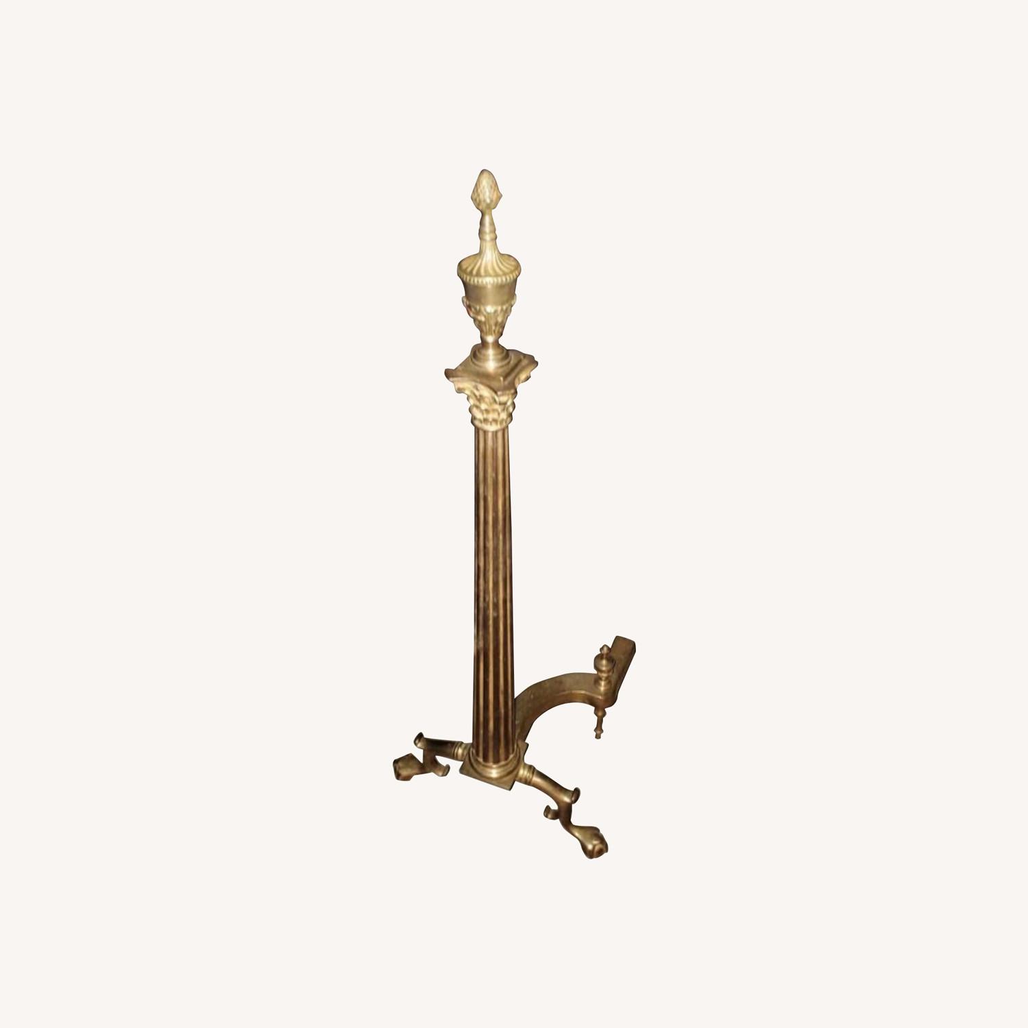 Column Brass Andiron Set (2 pc Set) - AptDeco