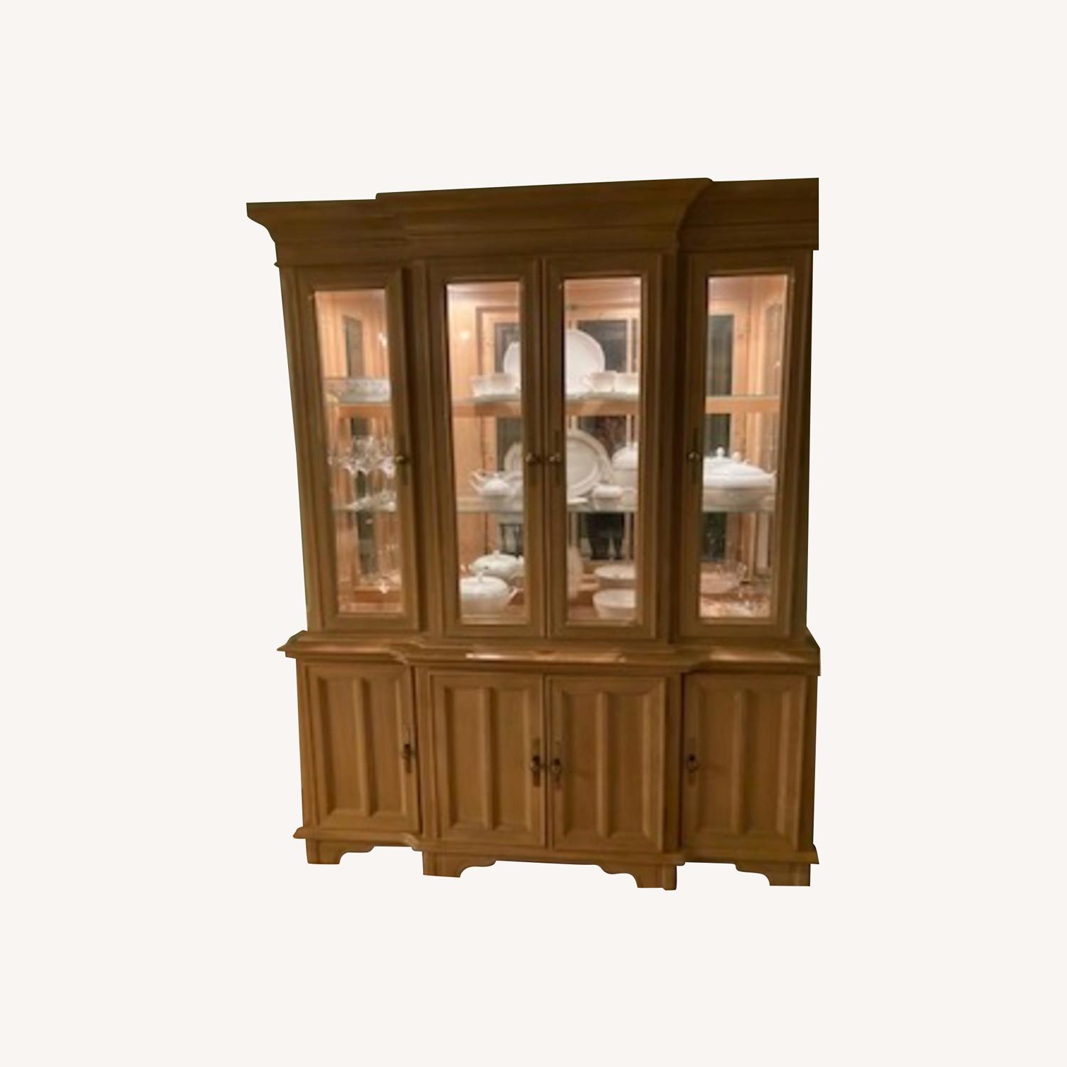 Washed Oak China Cabinet - AptDeco