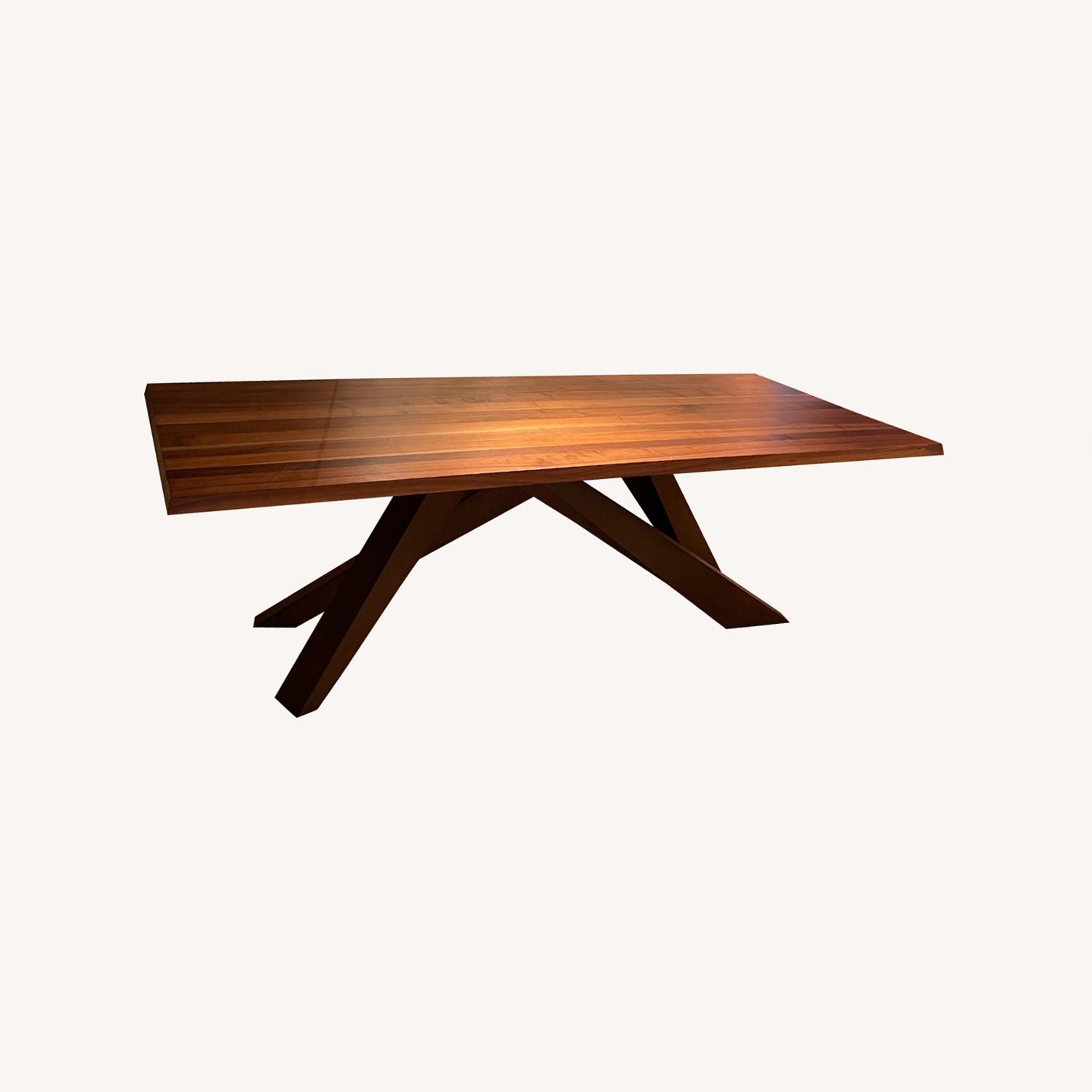 Walnut Bonaldo Big Table with Bronze legs - AptDeco