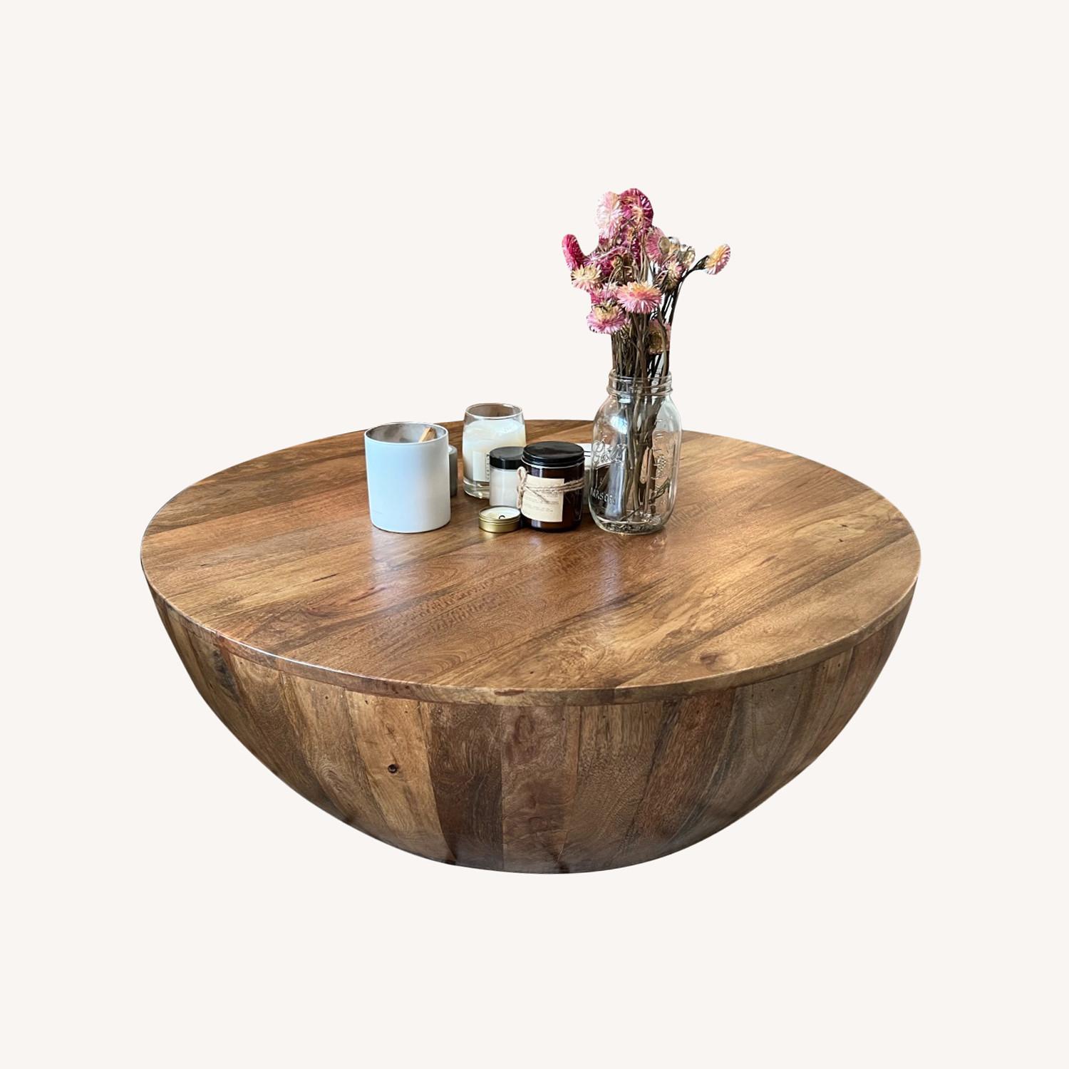 Rustic, Round Wood Coffee Table - AptDeco