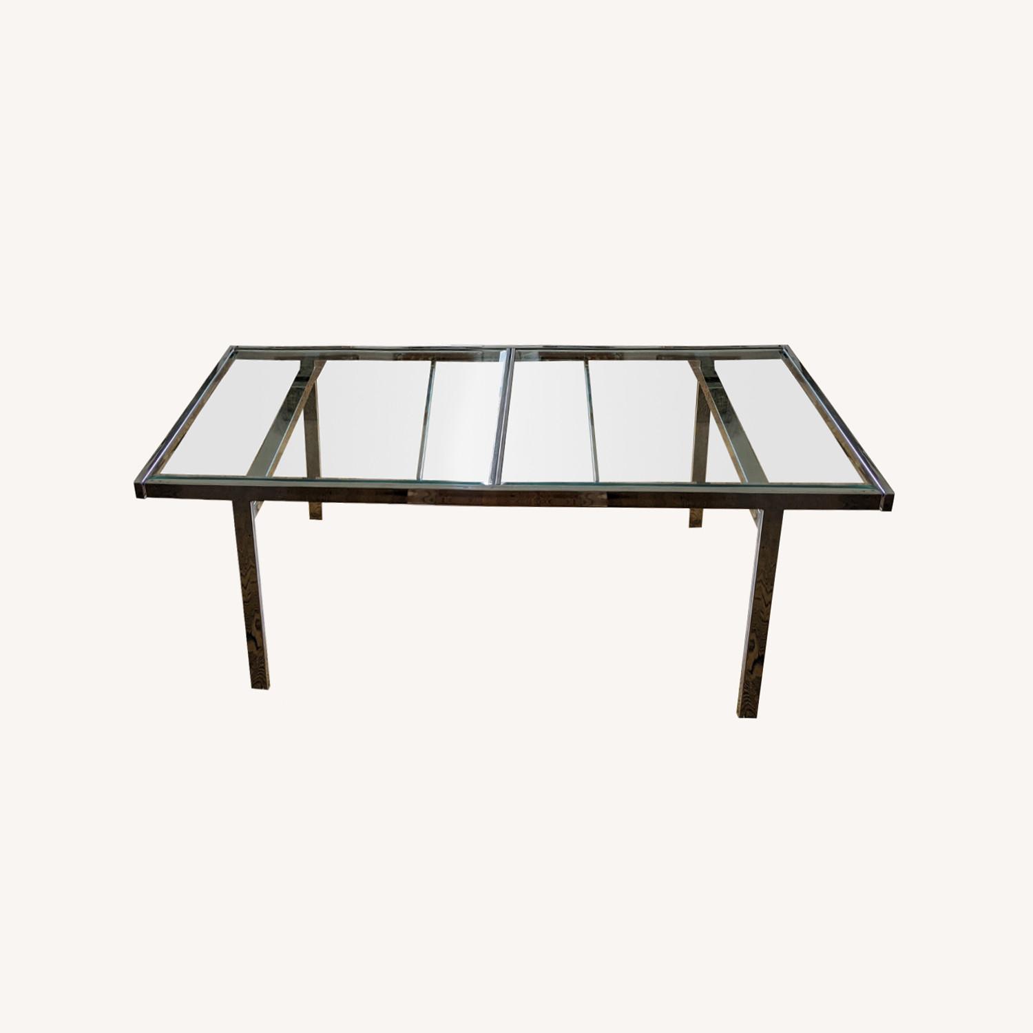 Milo Baughman Chrome Glass Extension Dining Table - AptDeco