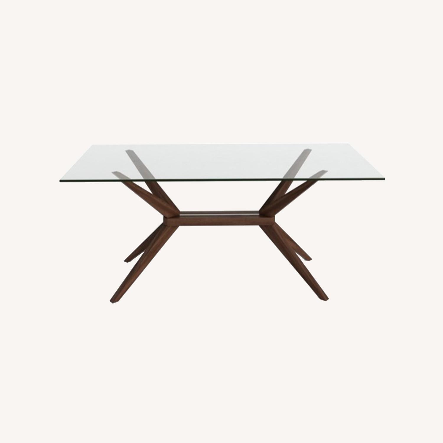 Magna Glass Dining Table in Walnut - AptDeco