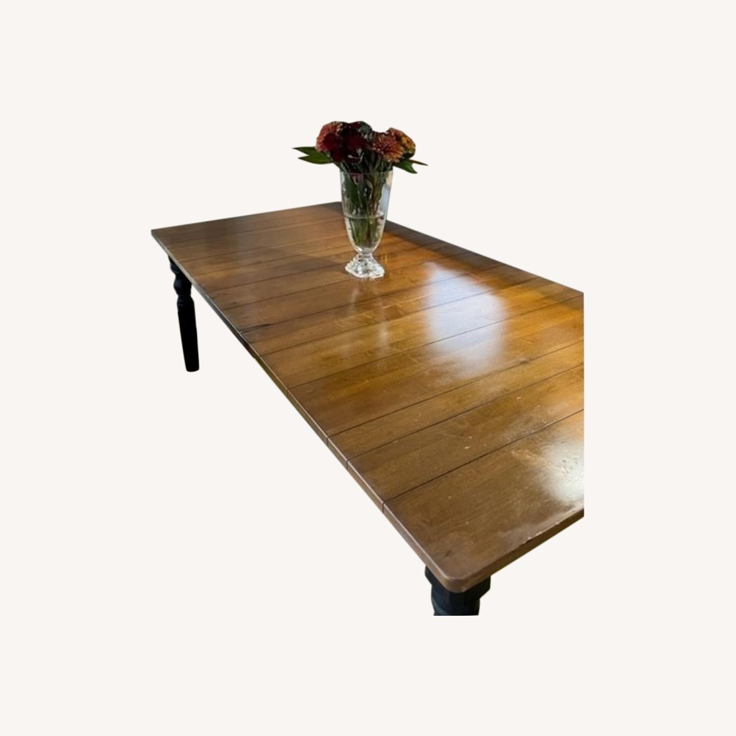 Ethan Allan Farmhouse Dining Table with leaf "74L - AptDeco