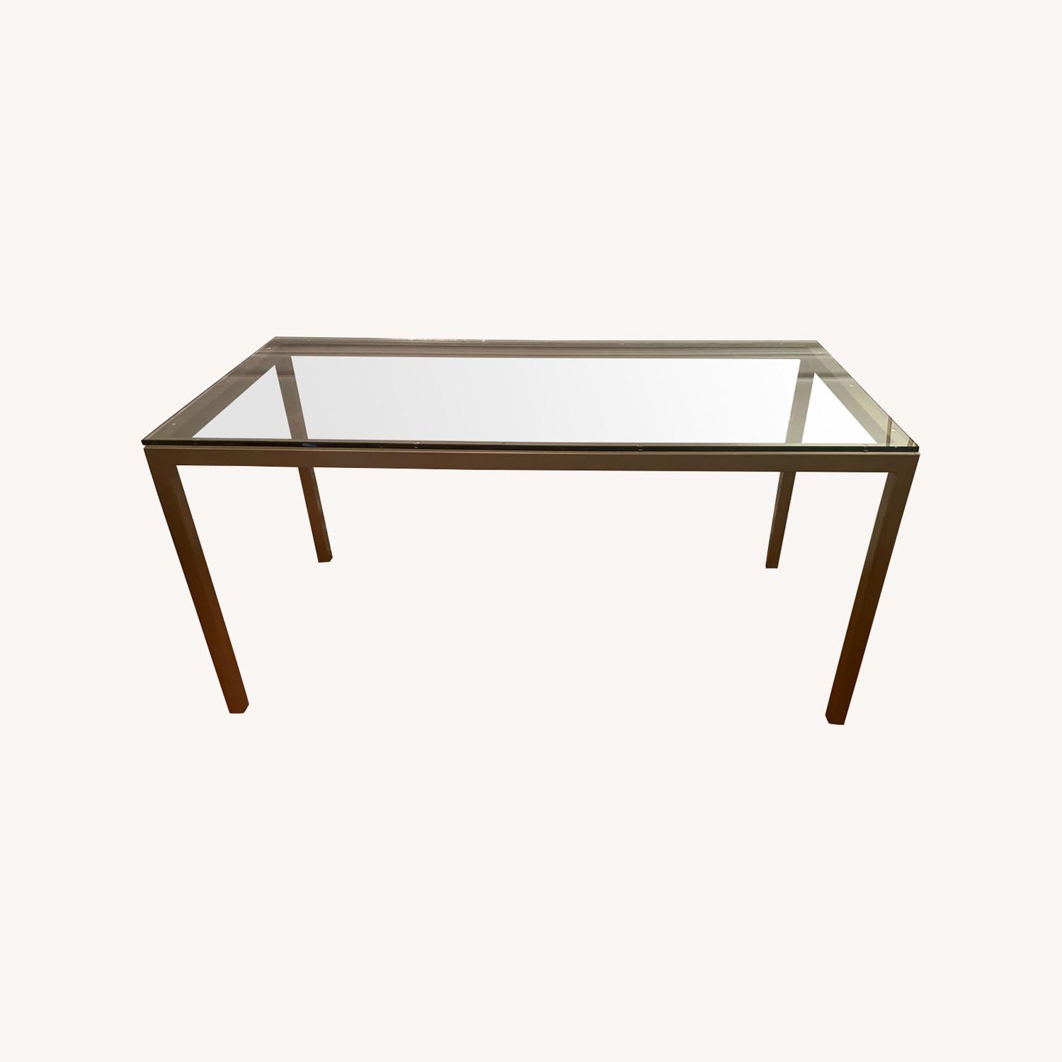 Room and Board Parsons Table in Tempered Glass - AptDeco