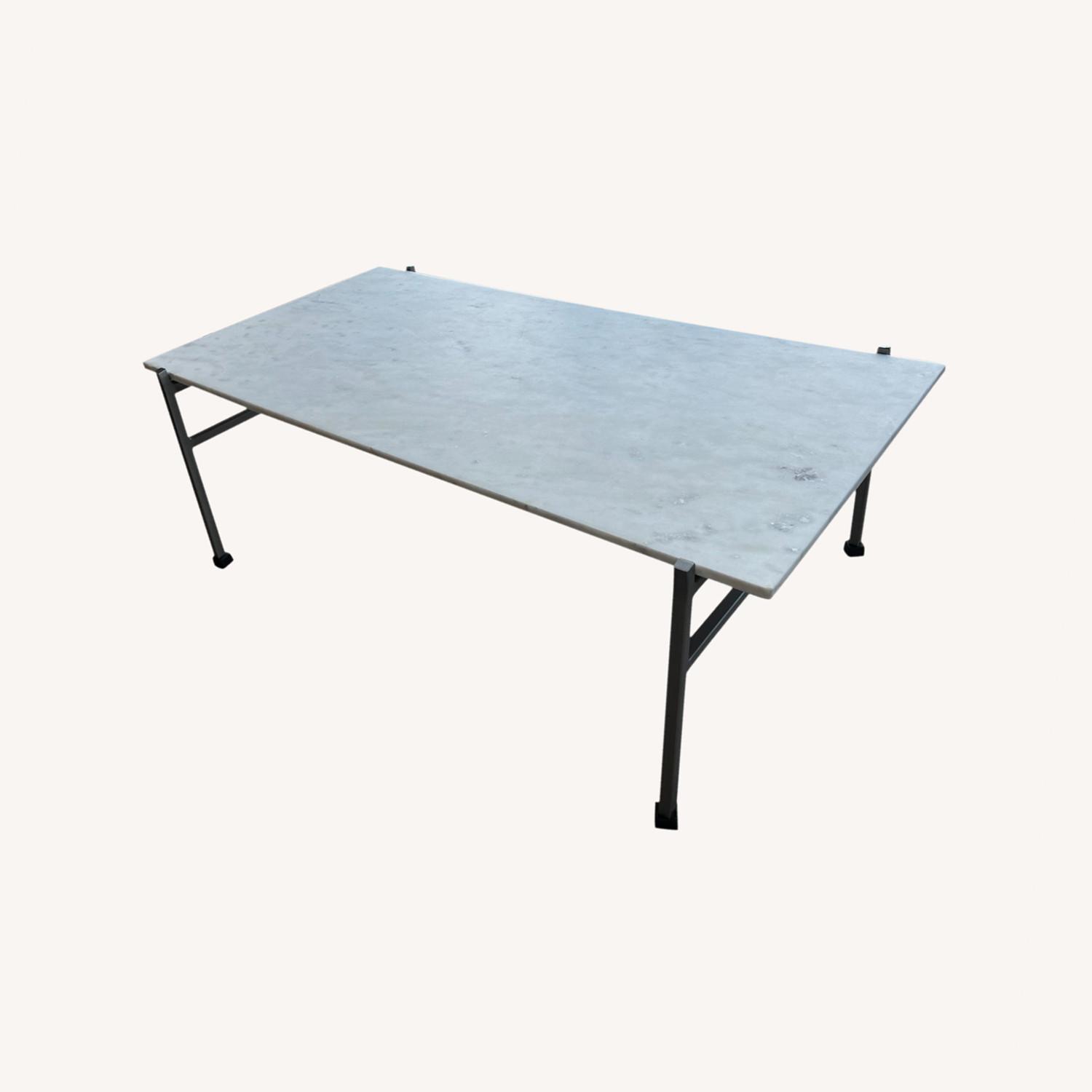 CB2 White Marble Slab Coffee Table - AptDeco