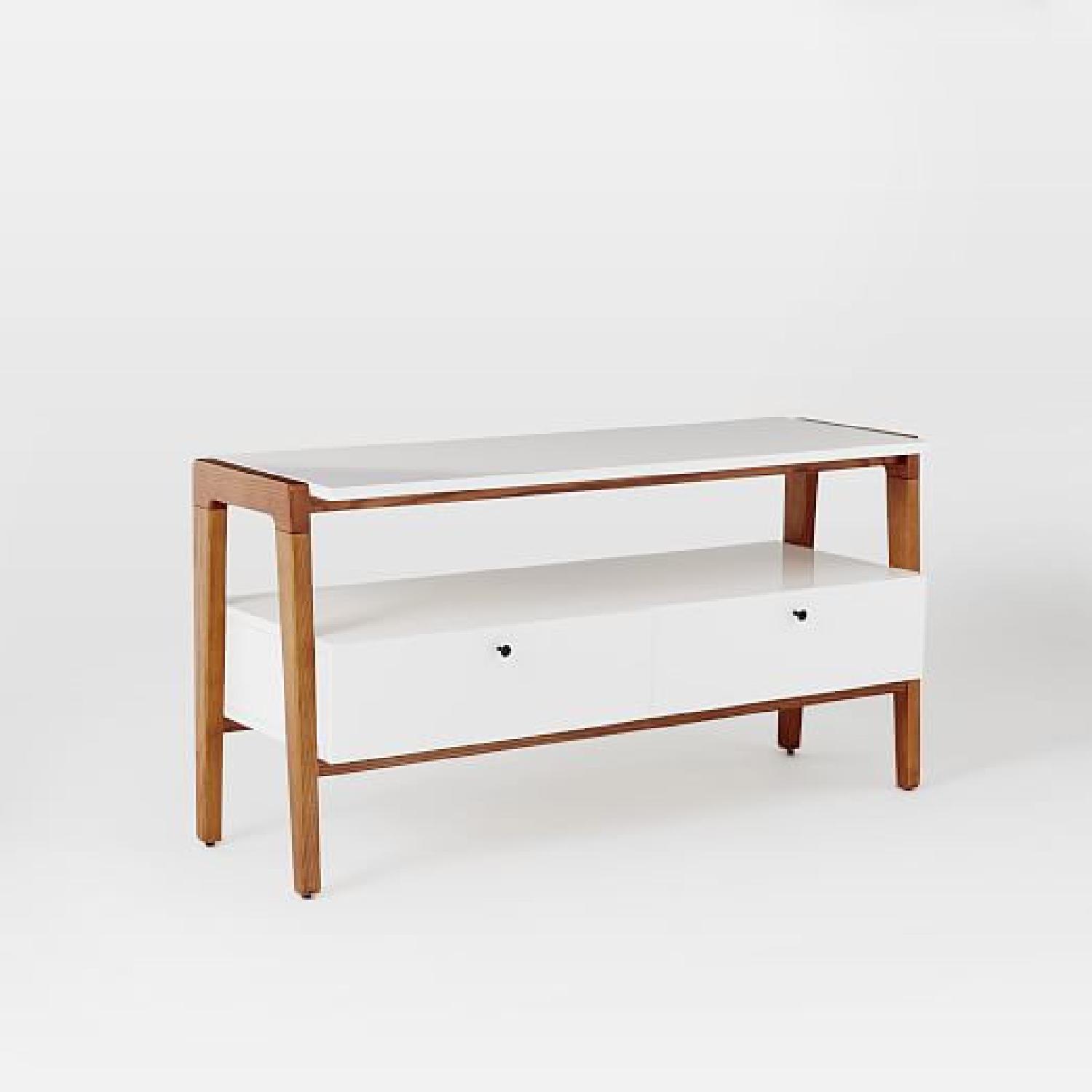 West Elm White and Wood Media Console