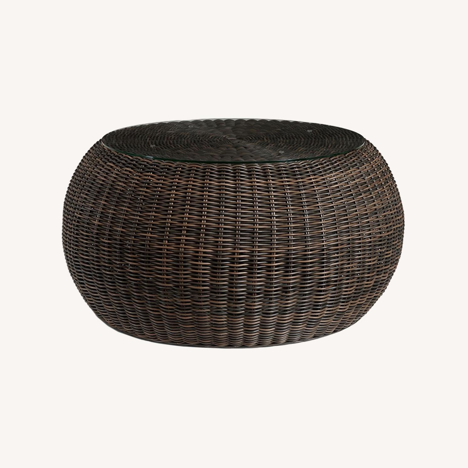 Pottery Barn Torrey All-Weather Wicker Pouf - AptDeco