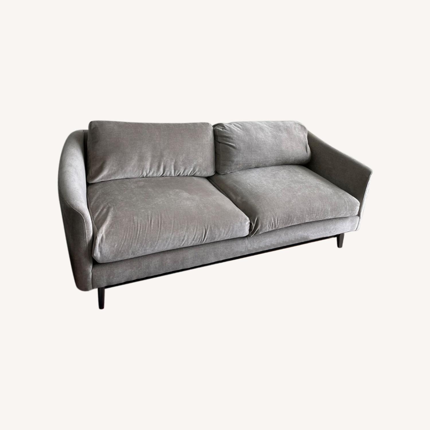 West Elm Gray Velvet Sofa - AptDeco