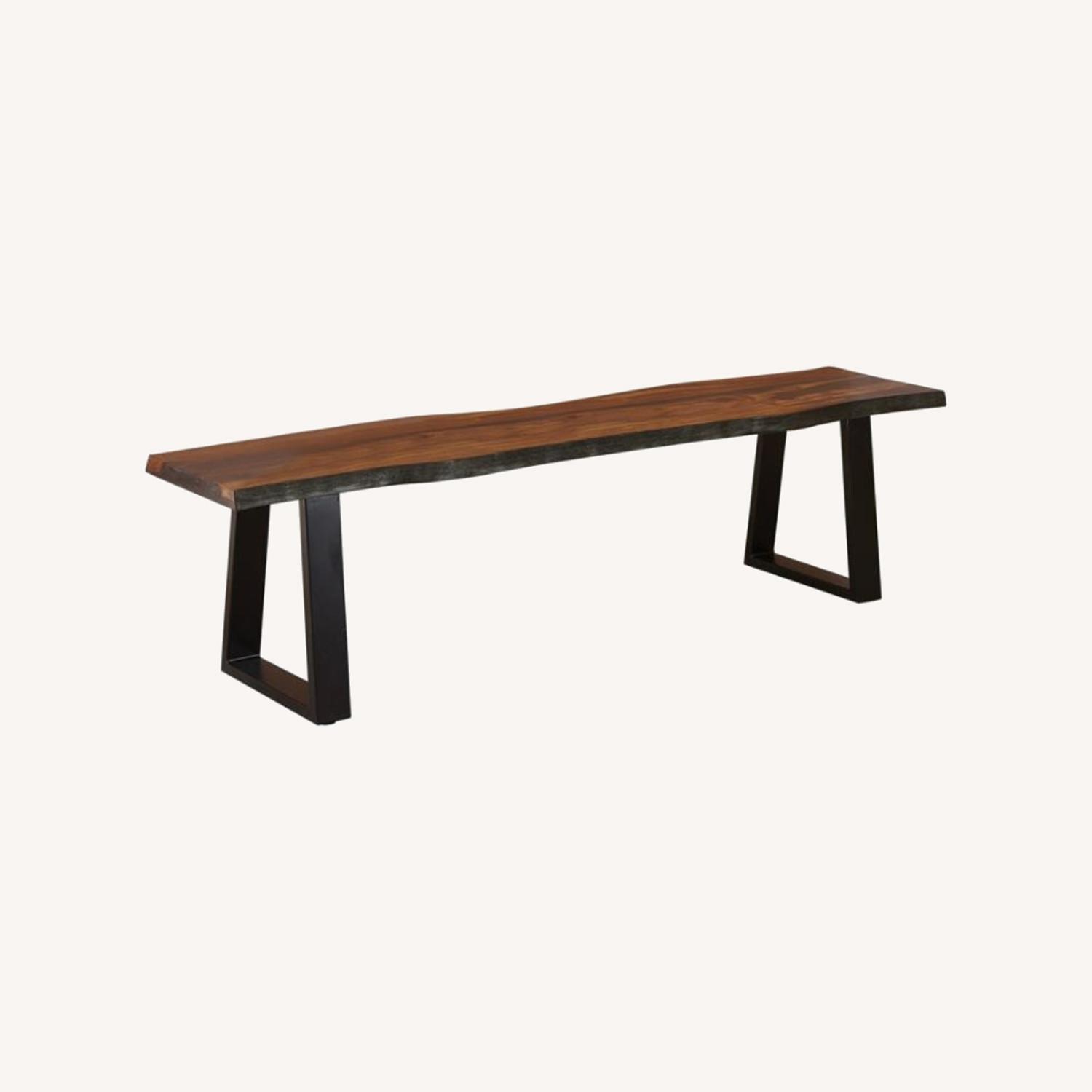 Coaster Bench In Sheesham Wood W/ Matte Black Legs - AptDeco