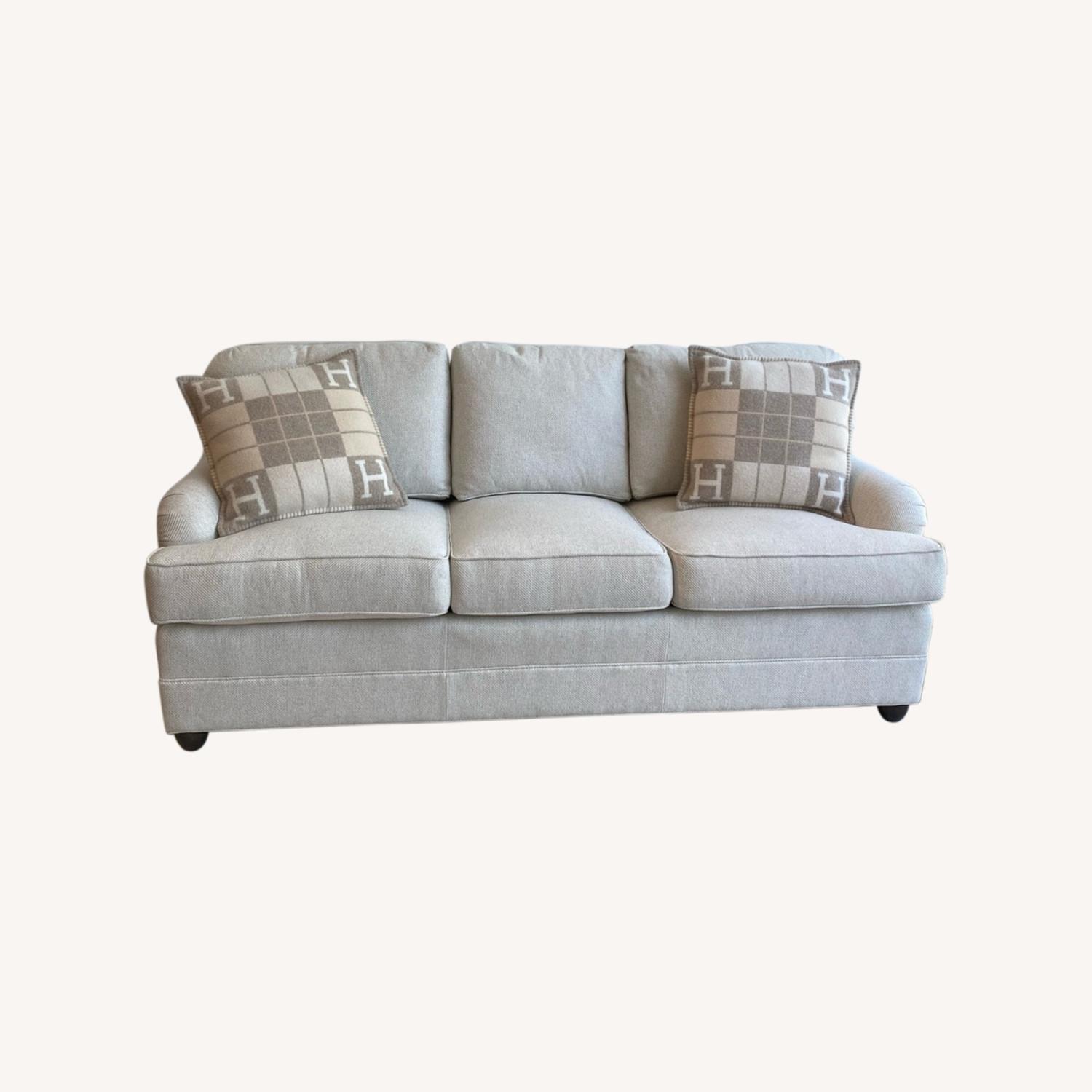 Vanguard Custom Cream Herringbone Sleeper Sofa - AptDeco