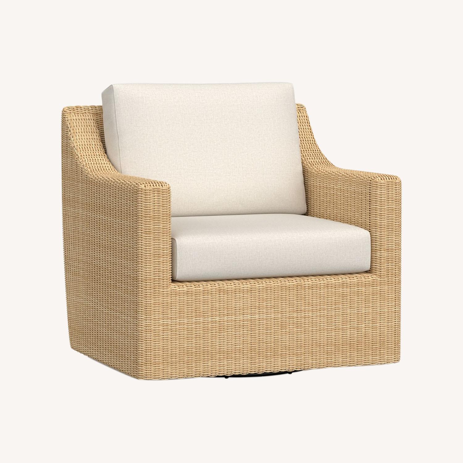 Pottery Barn Hampton All-Weather Wicker Swivel Chair - AptDeco