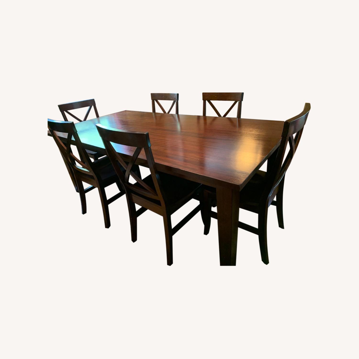 Pier 1 Imports Mahogany Farm Table Set - AptDeco