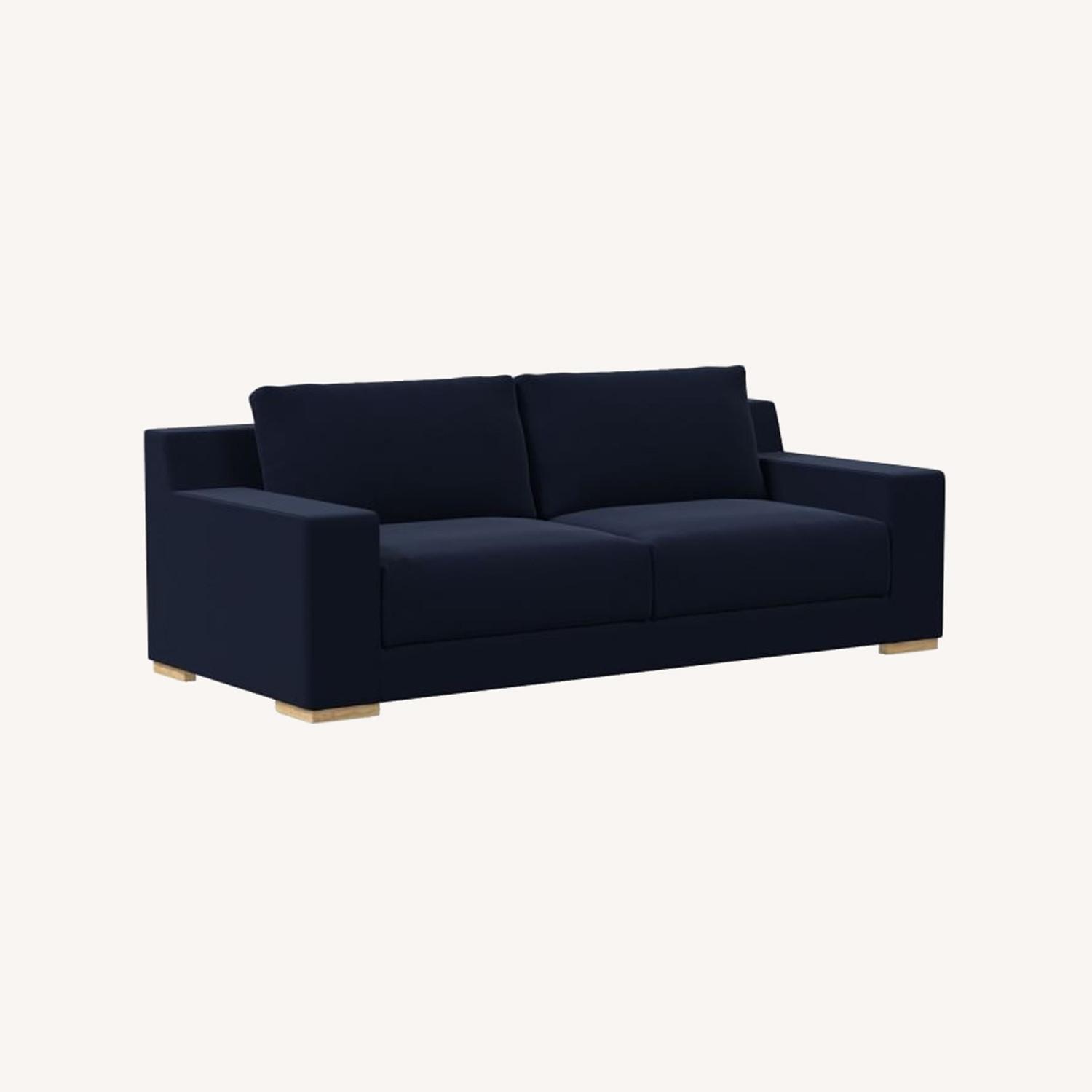 West Elm Dalton 92" Sofa, Distressed Velvet, InkBlue - AptDeco