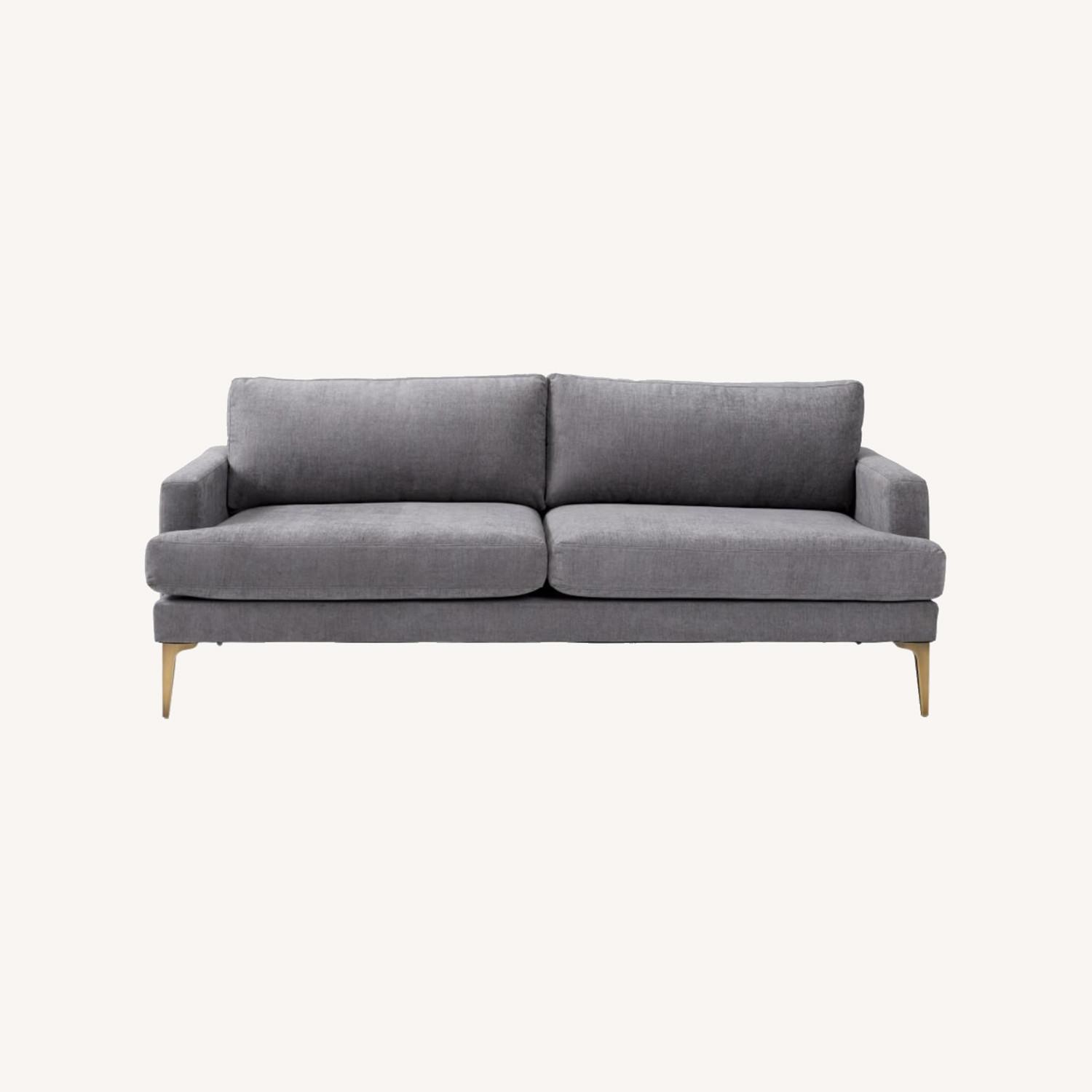 West Elm Gray Velvet Andes Sofa - AptDeco