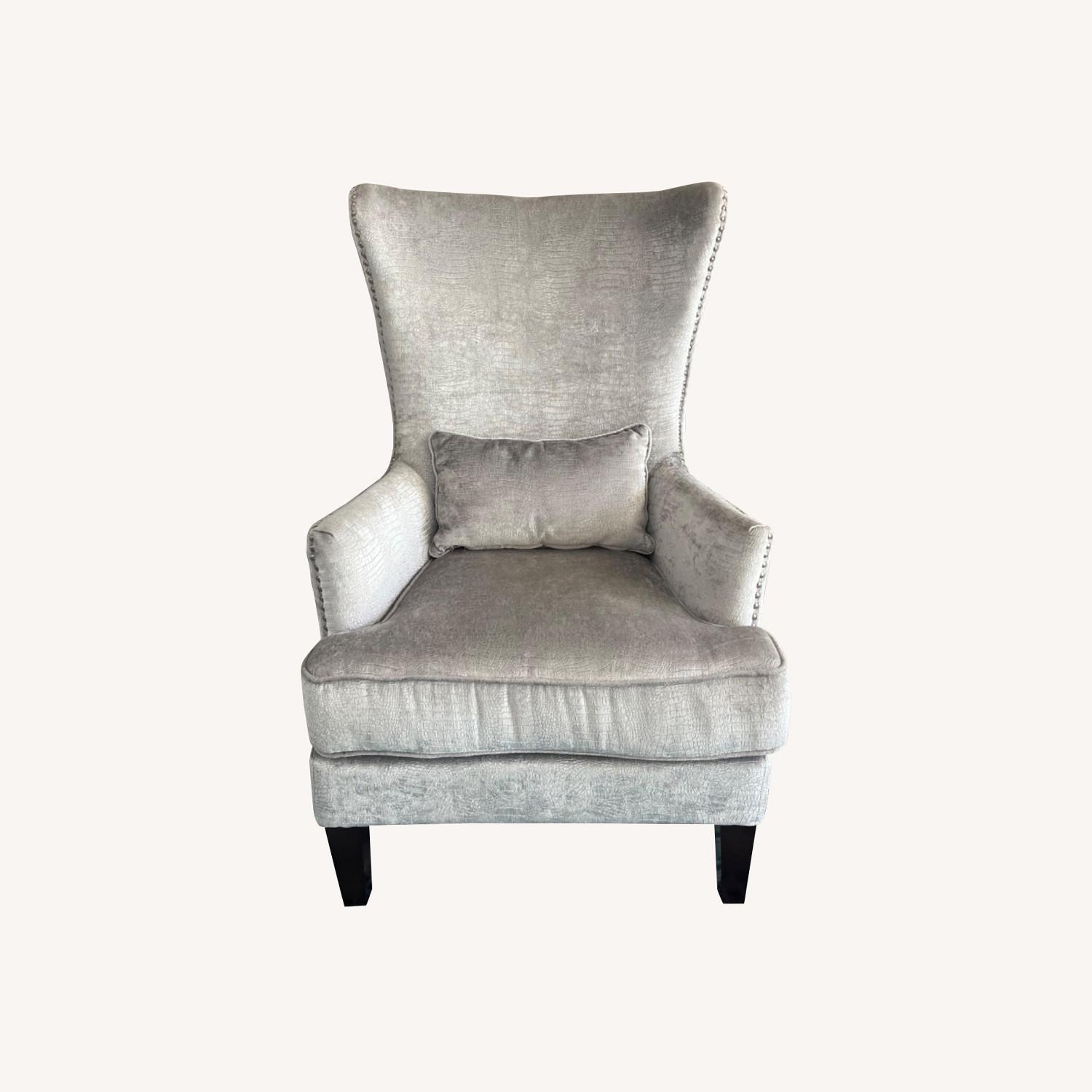 TOV Wingback Chair, Silver Grey - AptDeco