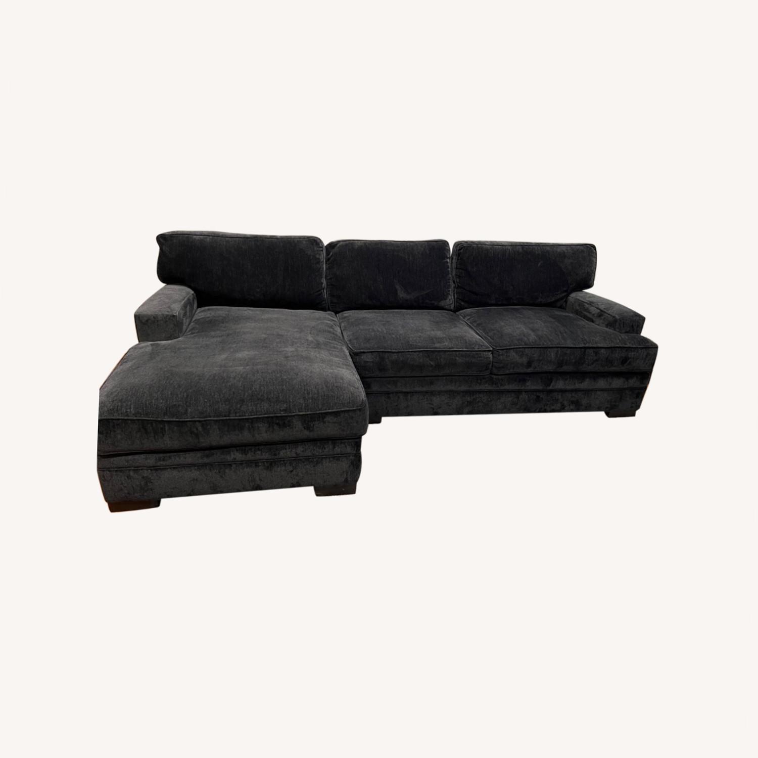 Macy's Dark Gray /Black 2 piece Sectional & Ottoman - AptDeco