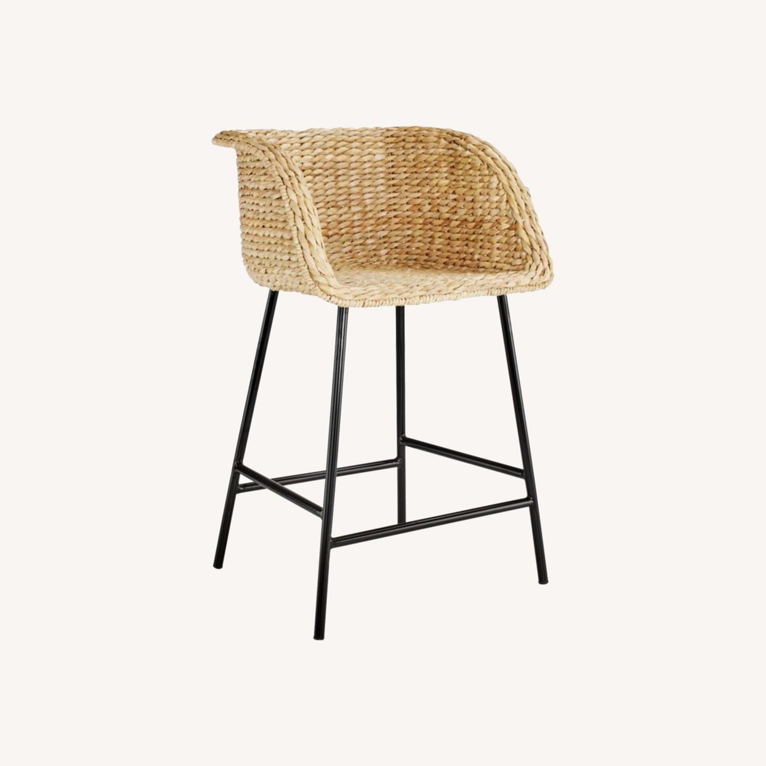CB2 Pair of Silas Seagrass Rattan Woven Counter Stools - AptDeco