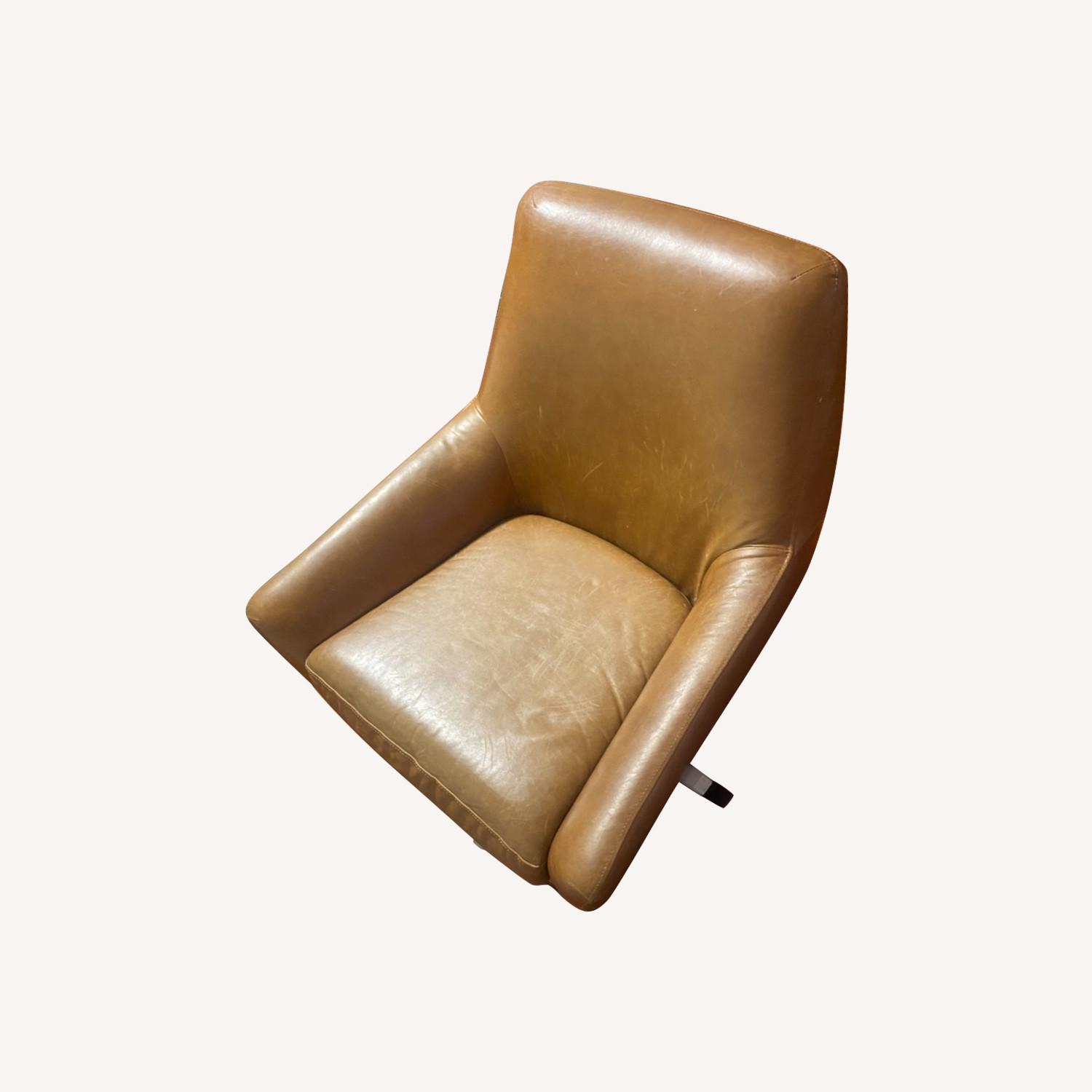 West Elm Lucas Leather Swivel Chair - AptDeco