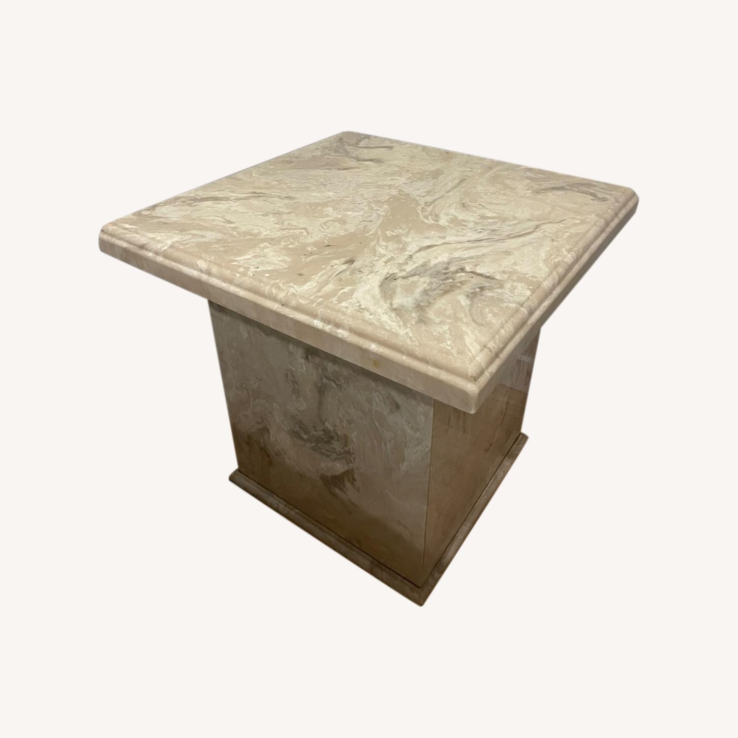 Set of Swirly Travertine Side Tables - AptDeco