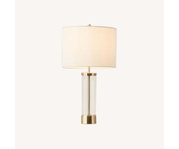 West Elm Acrylic Column Table Lamp Antique Brass - AptDeco