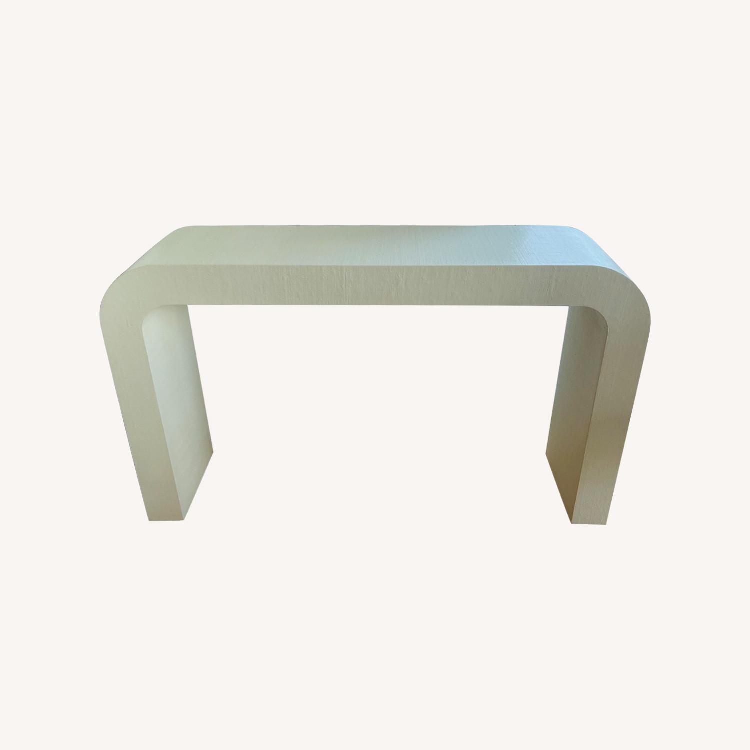 CB2 Horseshoe Ivory Lacquered Linen 52" Console - AptDeco