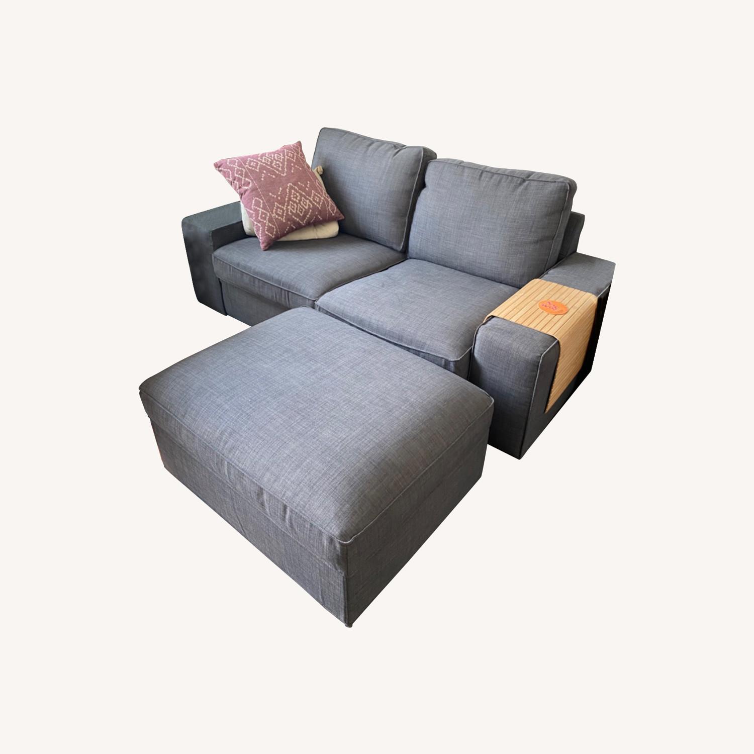 IKEA Blue Kivik Loveseat and Ottoman - AptDeco