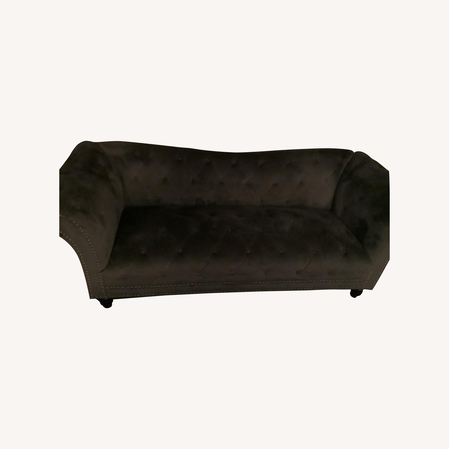 House of Hampton Cagney Grey Tufted Nailhead Scroll Arm Sofa - AptDeco