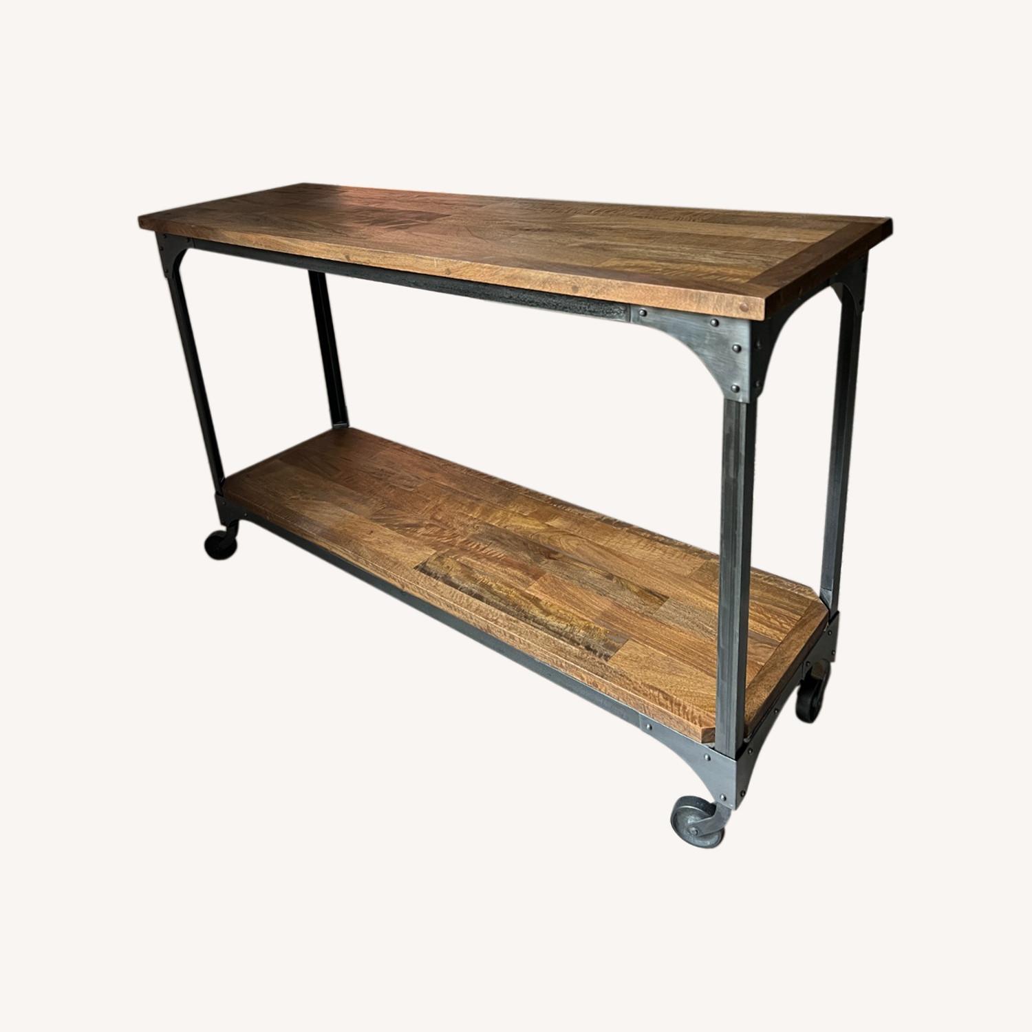 World Market Rustic Wood Sofa Table - AptDeco