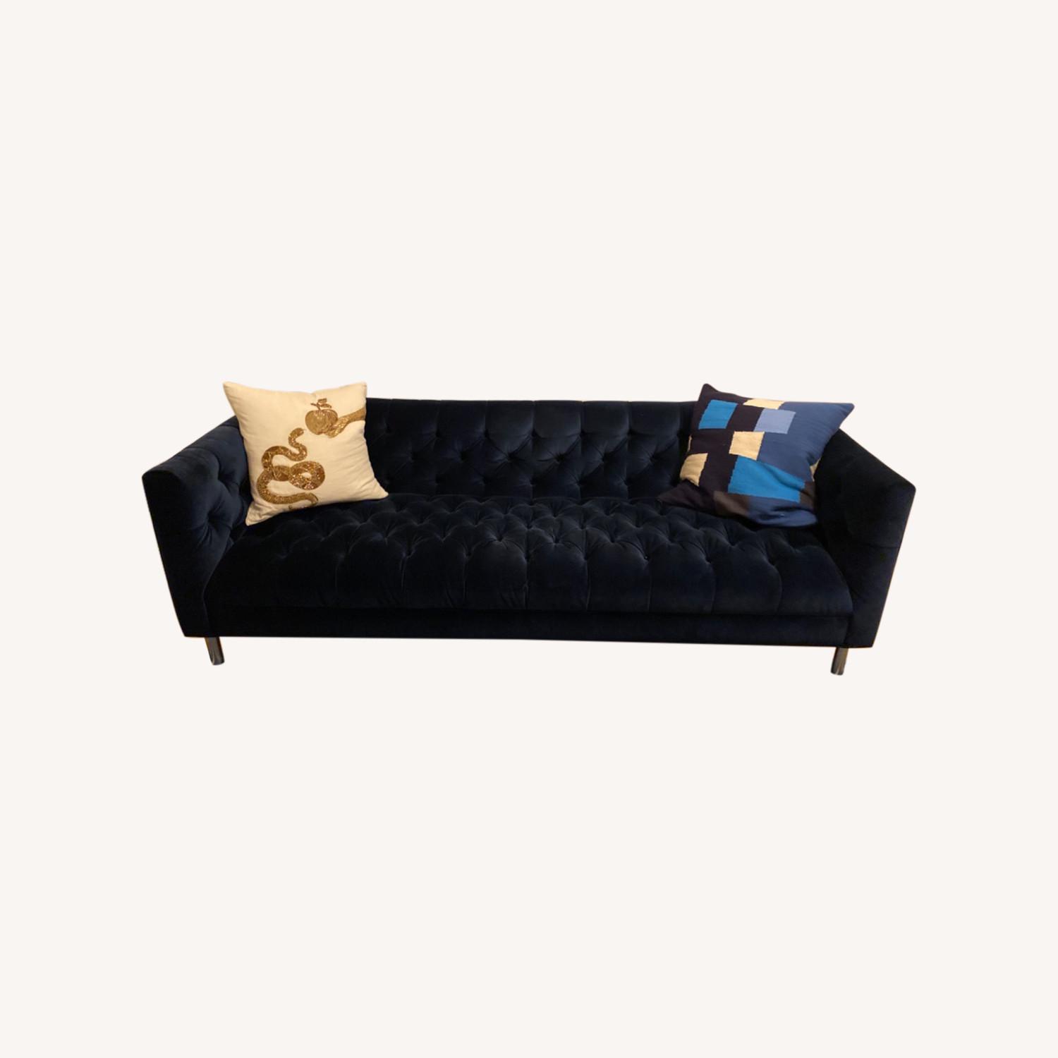 Jonathan Adler Navy Velvet Sofa - AptDeco