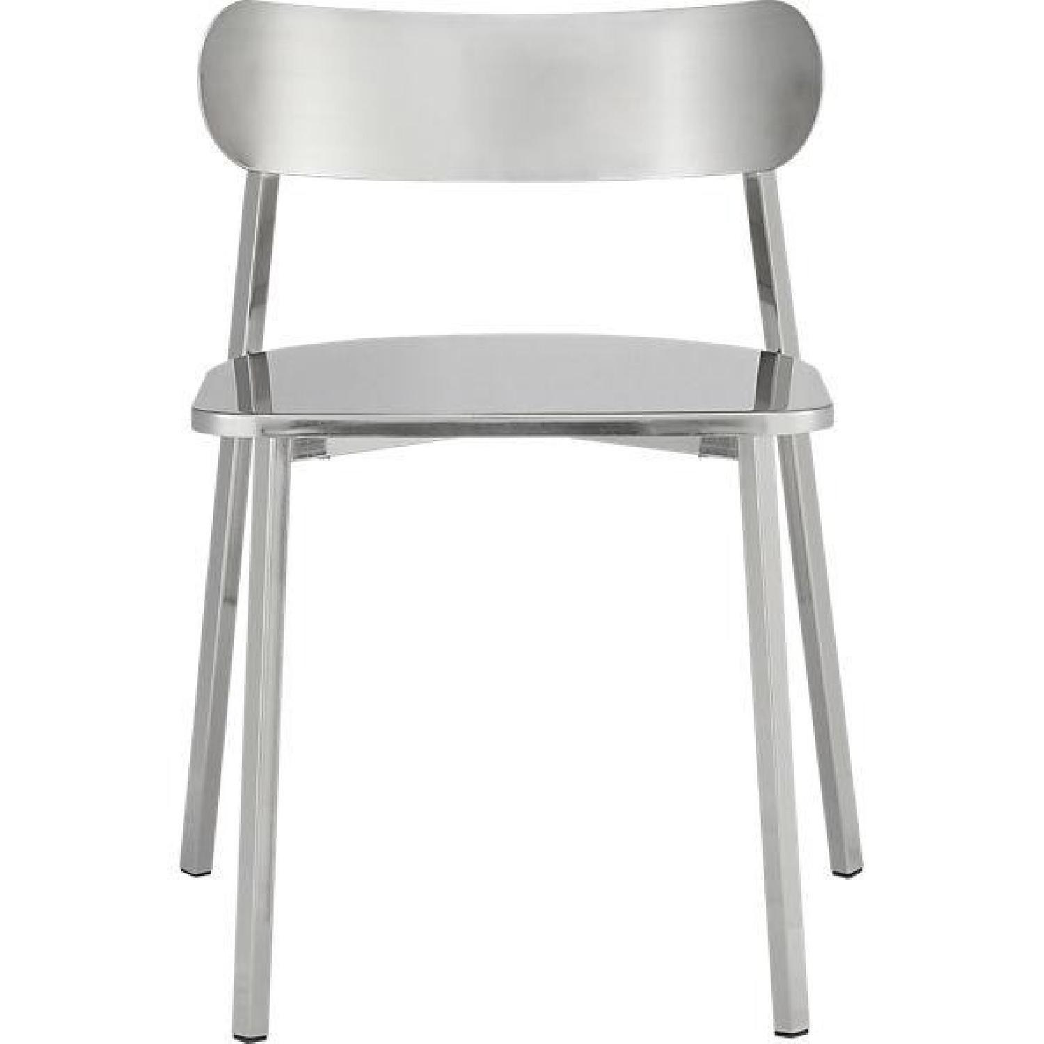 CB2 Fleet Brushed Nickel Metal Dining Chairs (4) - AptDeco