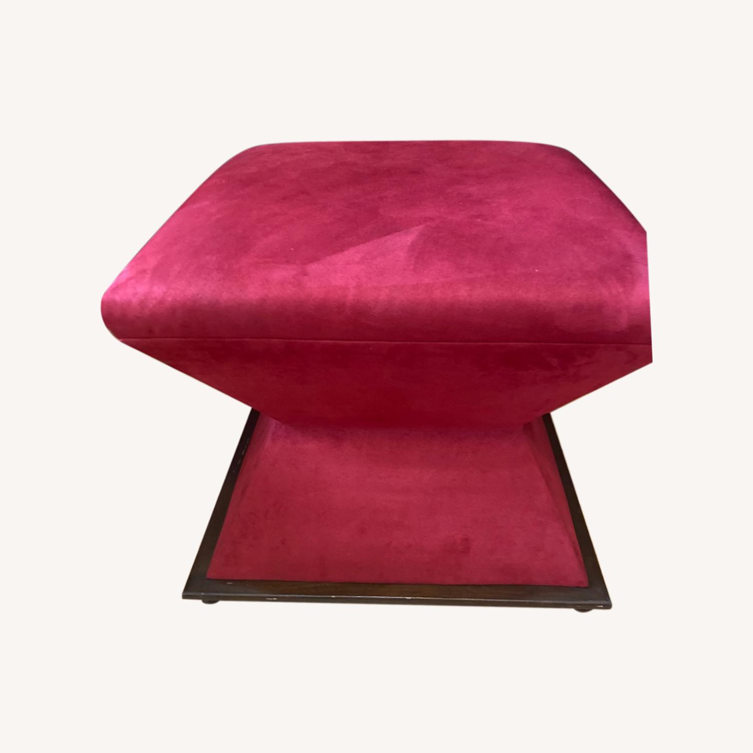 Custom Red Suede Ottoman - AptDeco