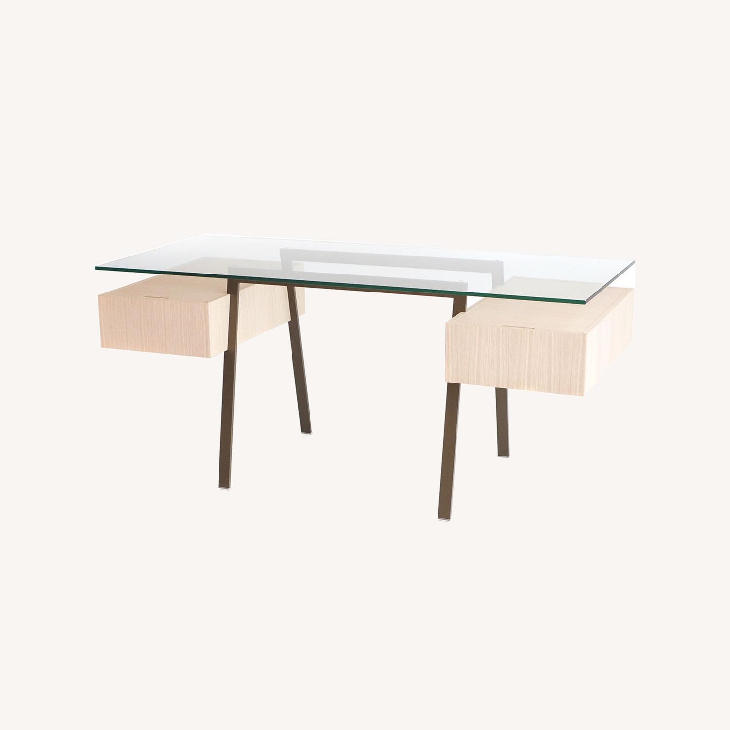 Bensen Modern Glass Top Desk - AptDeco