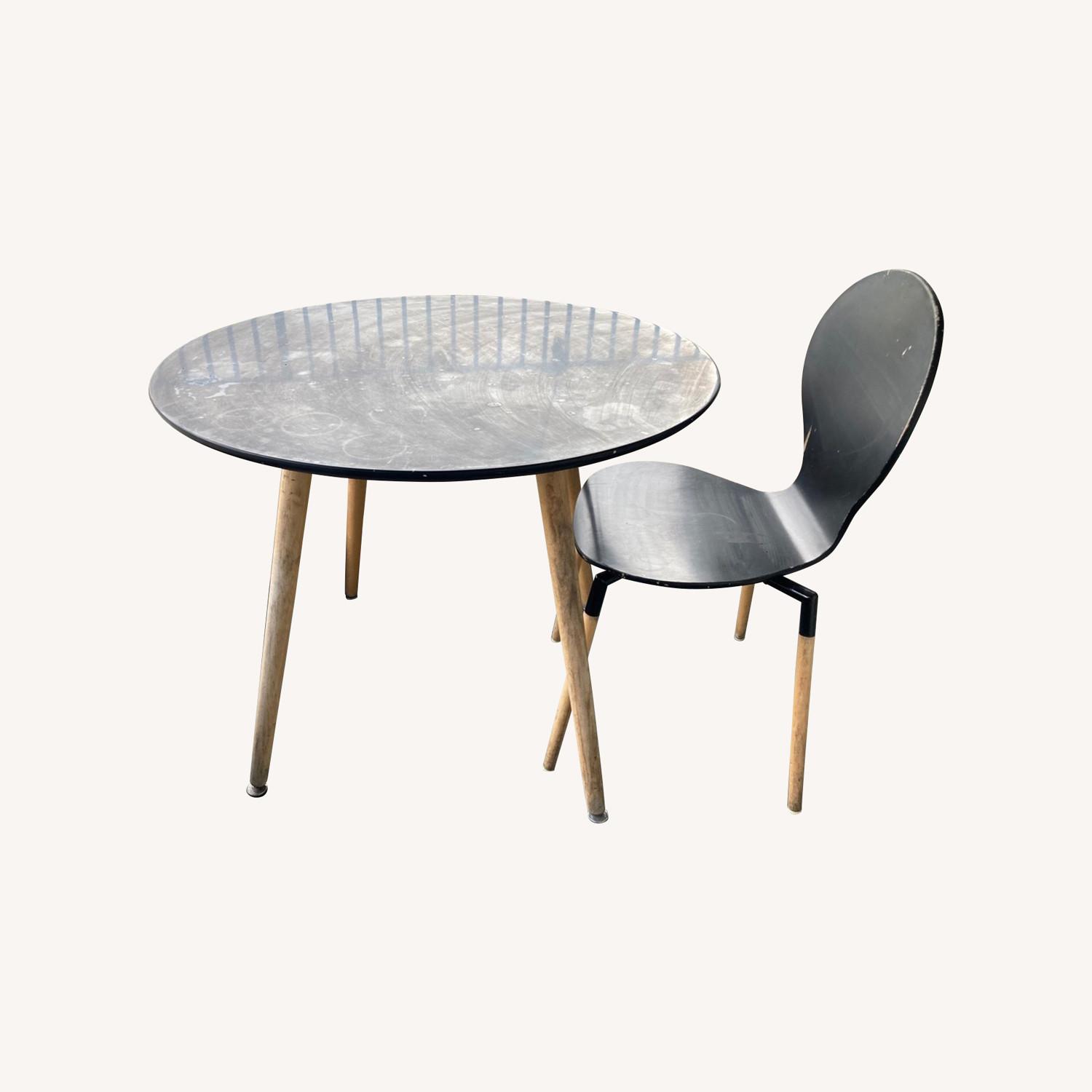 LexMod Track Round Dining Table With Chair - AptDeco