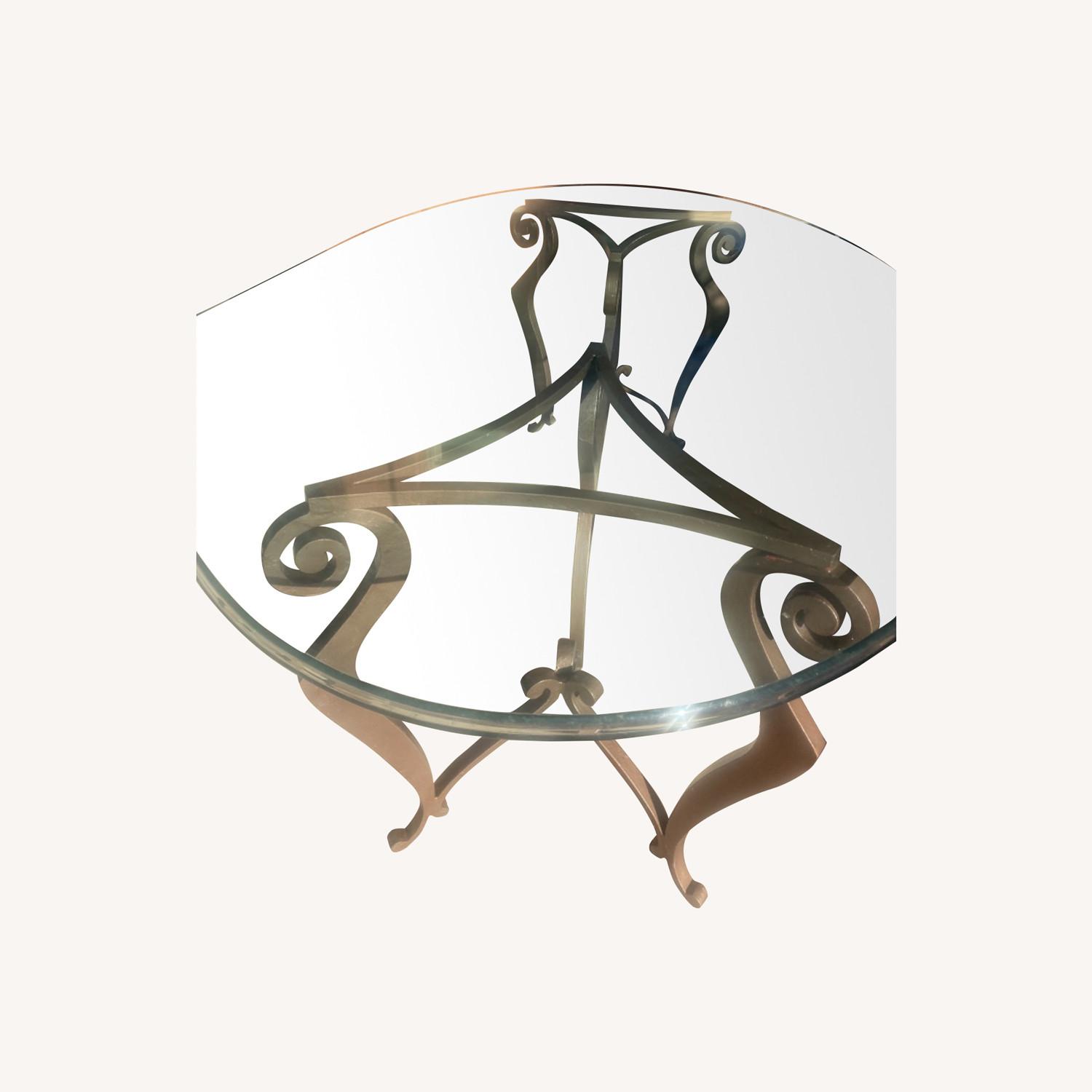 Outdoor RaceTrack Oval Glass Top Table - AptDeco