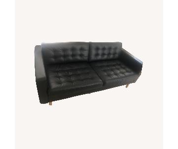 IKEA Morabo Black Leather Sofa - AptDeco