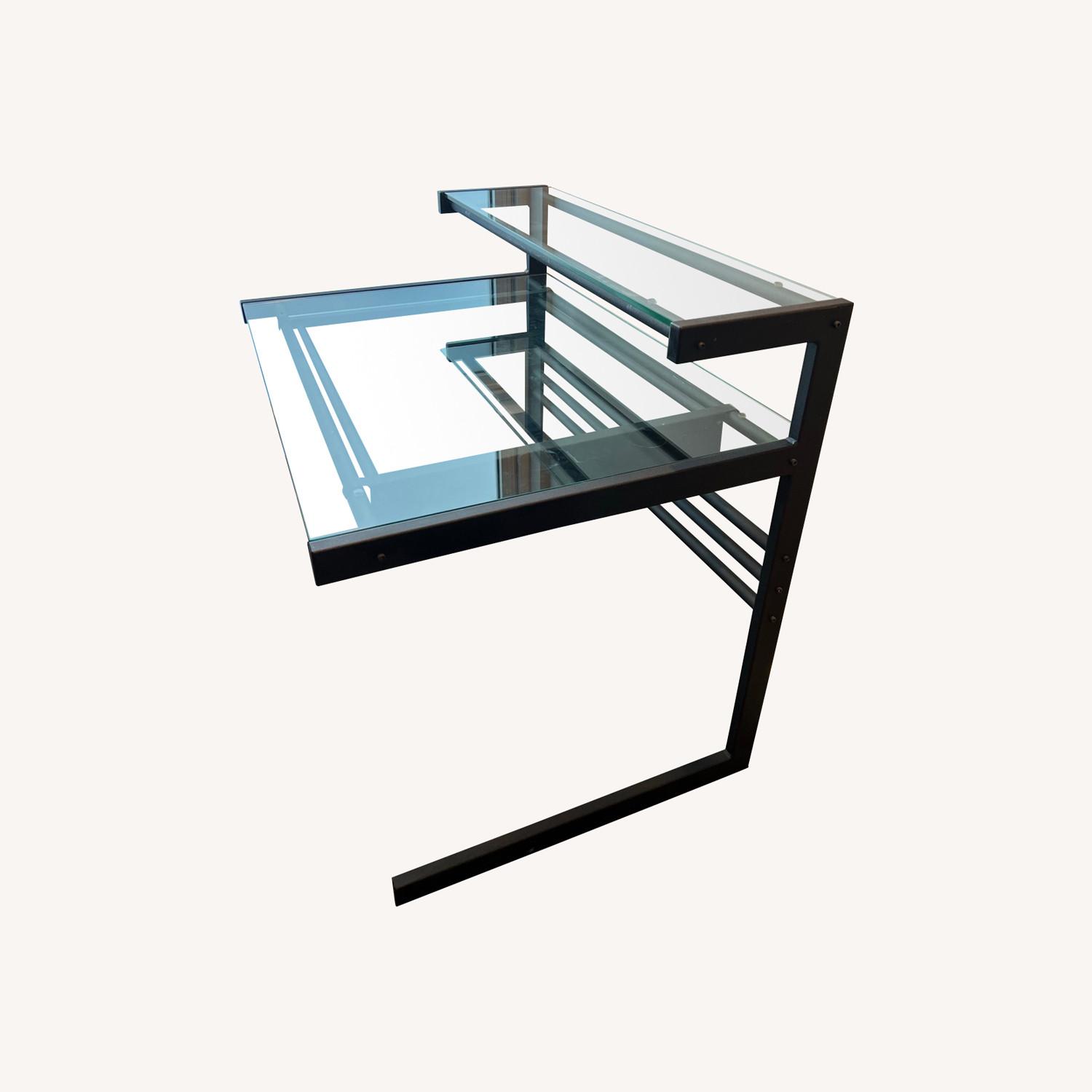 Modern Two-Tier Glass Desk - AptDeco