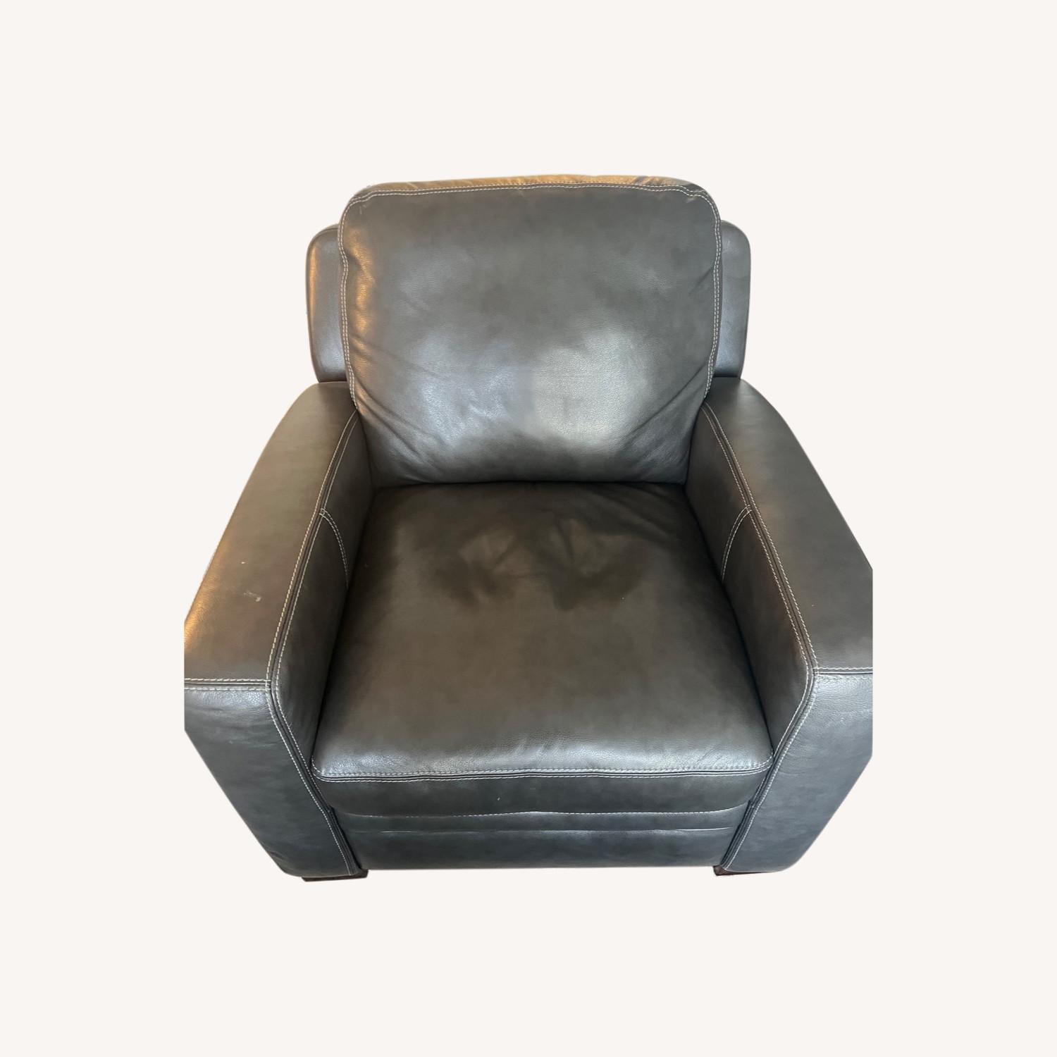 Amarillo Charcoal Leather Armchair - AptDeco